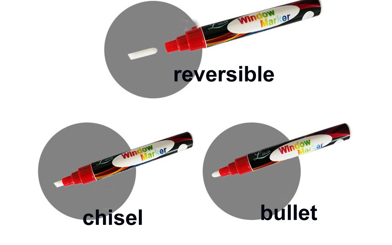 8 Pack Chalk Marker Pen Dry Erase Markers 6mm Reversible Bullet & Chisel Tip Fluorescent Markers Highlighters for LED Menu Board Bistro Board AD Drawing POP Art Glass Window Blackboard WhiteBoard