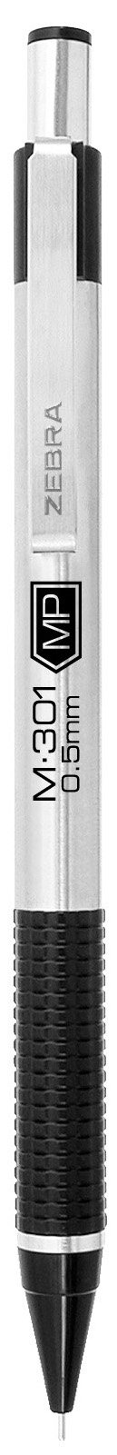 Zebra Pen M-301 Mechanical Pencil, Stainless Steel Barrel, Fine Point, 0.5mm, Black Grip, 2-Pack