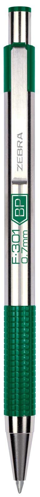 Zebra Pen F-301 Retractable Ballpoint Pen, Stainless Steel Barrel, Fine Point, 0.7mm, Assorted Ink, 4-Pack