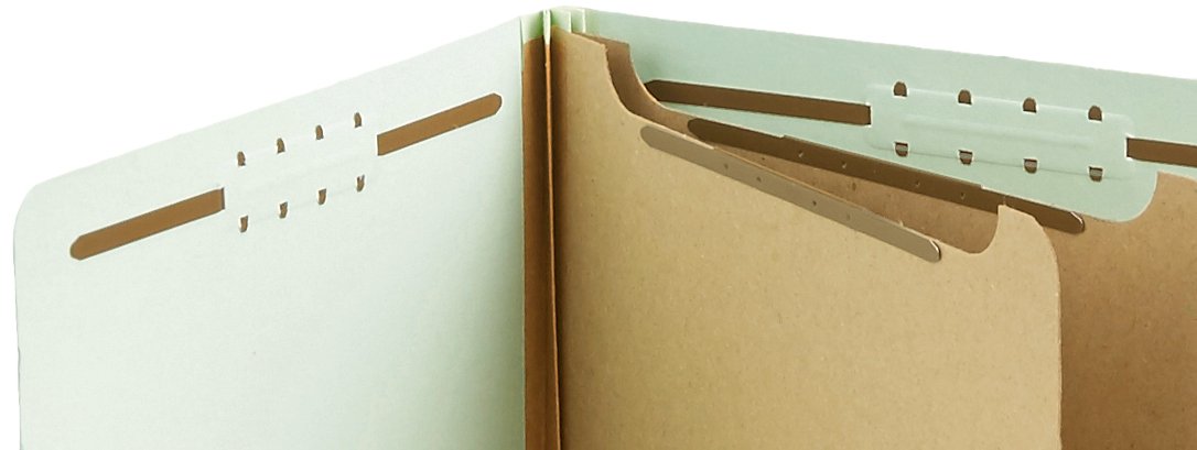 Amazon Basics 10-Pack Letter Size Pressboard Classification File Folders with Fasteners, Dividers, 2β Expansion - Green