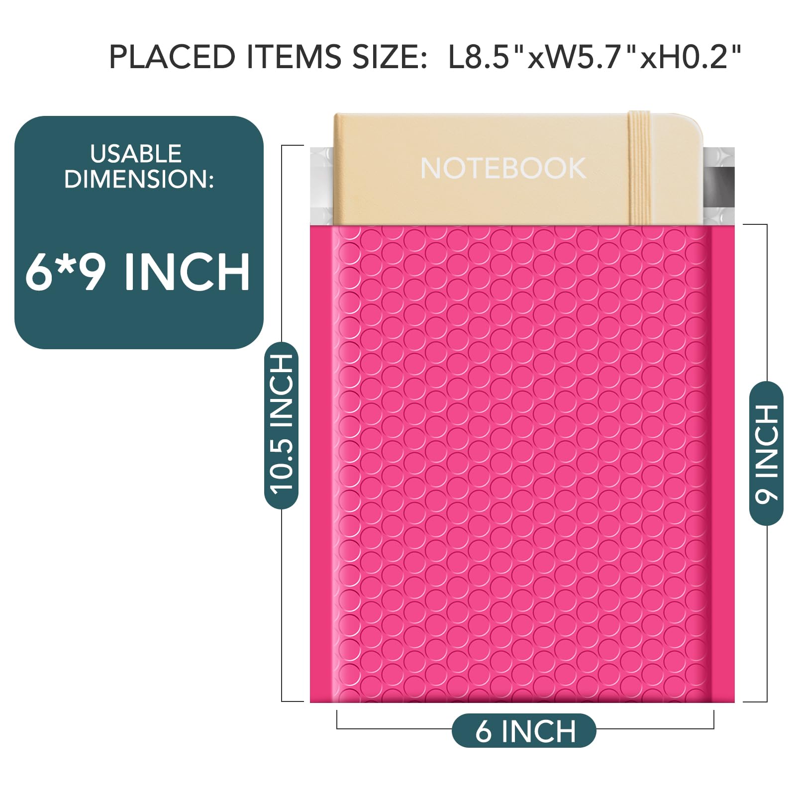Metronic Bubble Mailers 6x10 25 Pack, Pink Bubble Mailers, Self-Seal Shipping Bags, Padded Envelopes, Bubble Poly mailers for Shipping, Mailing, Packaging for Business, Bulk #0
