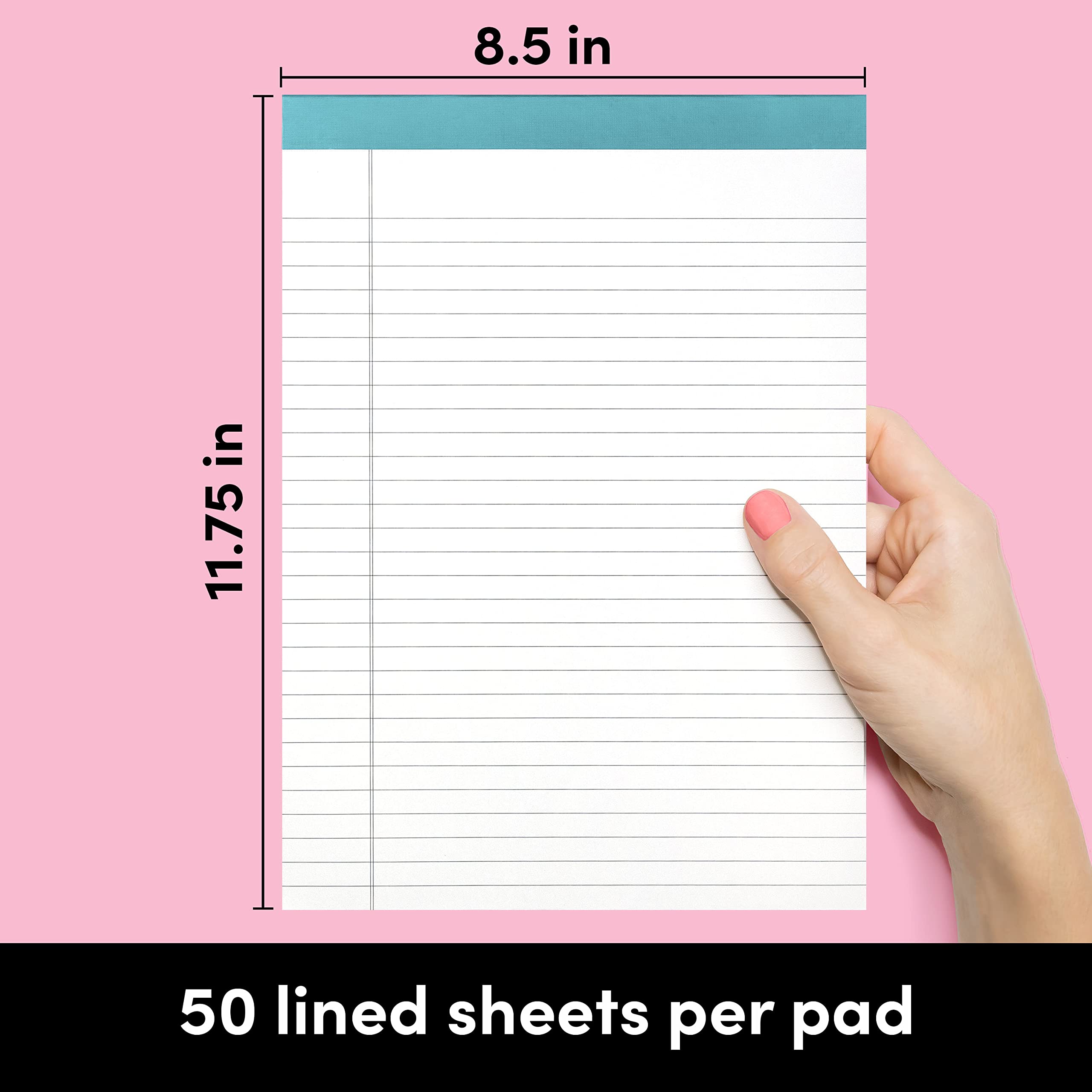 PAPERAGE Lined Legal Pads, (Rainbow), 6 Pack, 50 Sheets Each, Wide/Legal Ruled, Note Pads, Paper, 8.5 inches x 11 inchesā¦