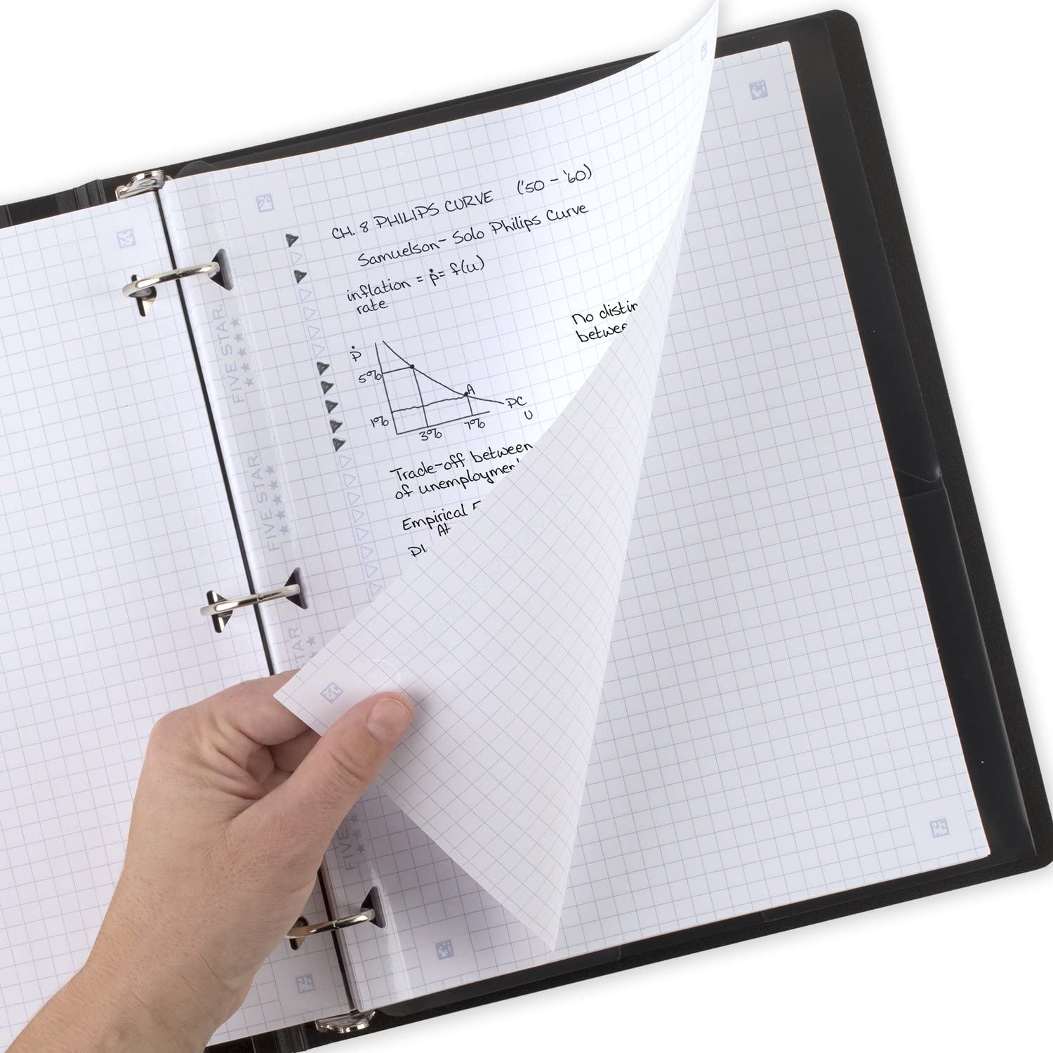 Five Star Loose Leaf Paper, 3 Hole Punched, Reinforced Filler Paper, Graph Ruled Paper, 11" x 8-1/2", 100 Sheets/Pack (17012),White