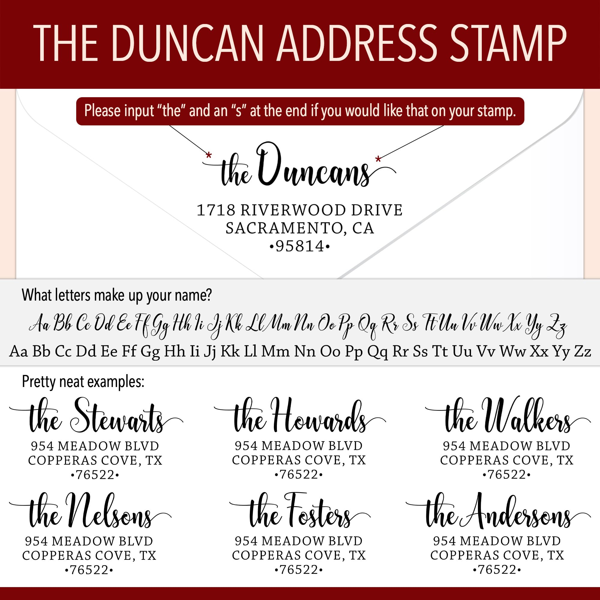 Personalized The Duncans Self-Inking Address Stamp and Ink | Custom Self-Inking Address Stamp with Name | Personalized Couples Address Stamps | Custom Rubber Address Stamp