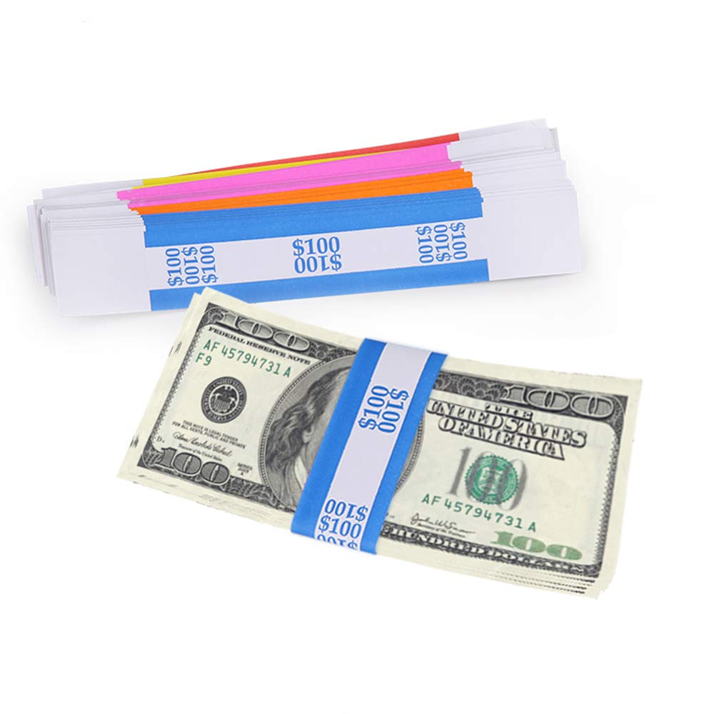 L LIKED Pack of 400 Money Band Bundles Self Sealing Currency Straps for Bill Wrappers (50 of Each - 400 Assorted)