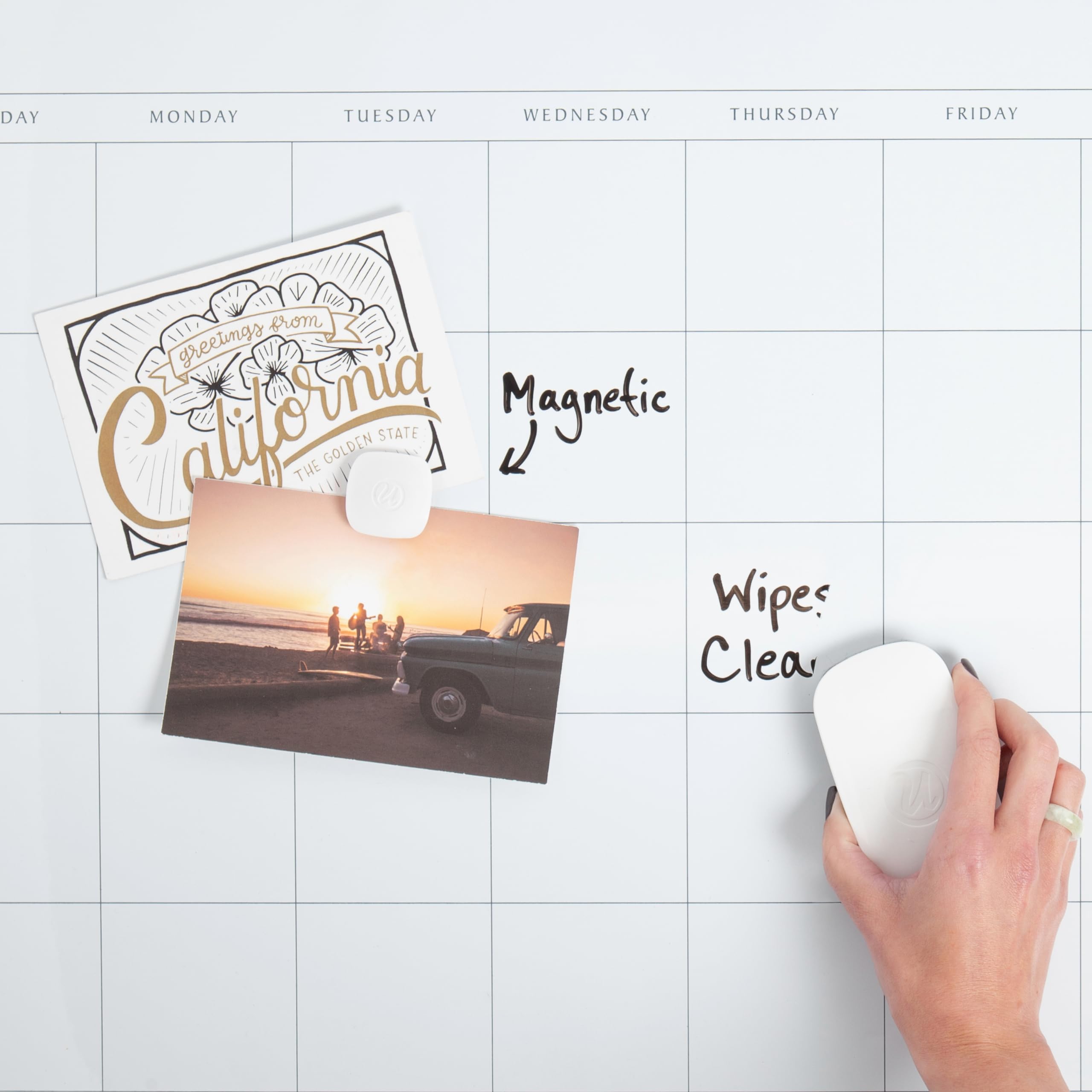 U Brands Magnetic Monthly Calendar Dry Erase Board, 16 x 20 Inches, Silver Aluminum Frame, Magnet and Marker Included (361U00-01),Silver Frame