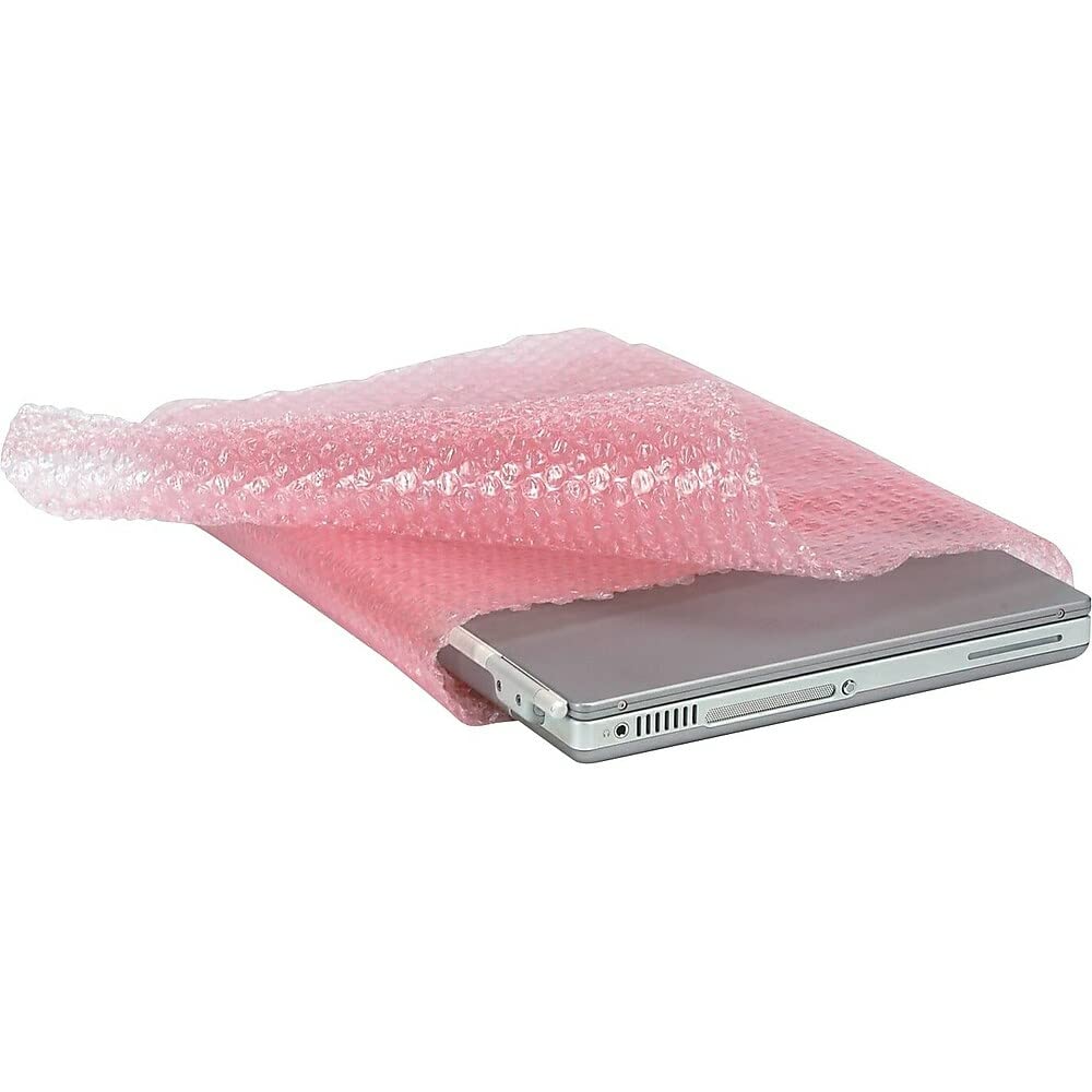 2 Pack of Mighty Gadget Bubble Cushioning Wrap Rolls, 12" x 72β ft Total, Perforated Every 12" for Packaging, Shipping, Mailing with 30 Bonus Fragile Stickers Included (Pink)