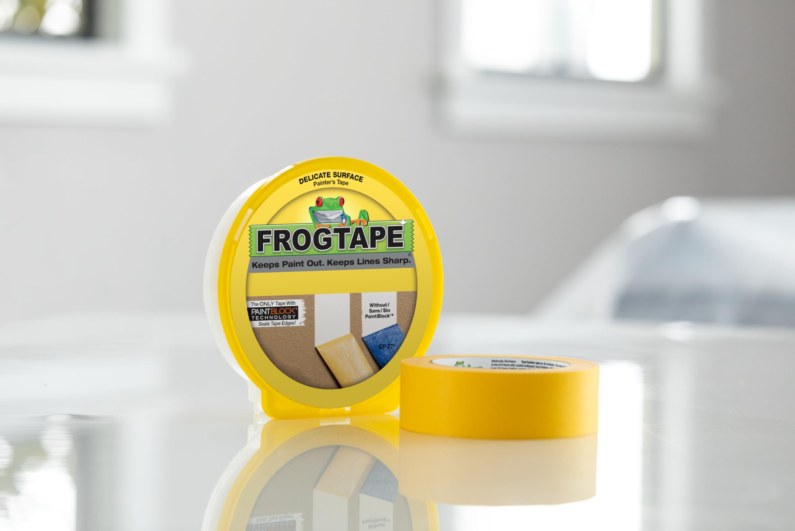 FROGTAPE 280222 Delicate Surface Painter's Tape with PaintBlock, 1.88 inch width, Yellow