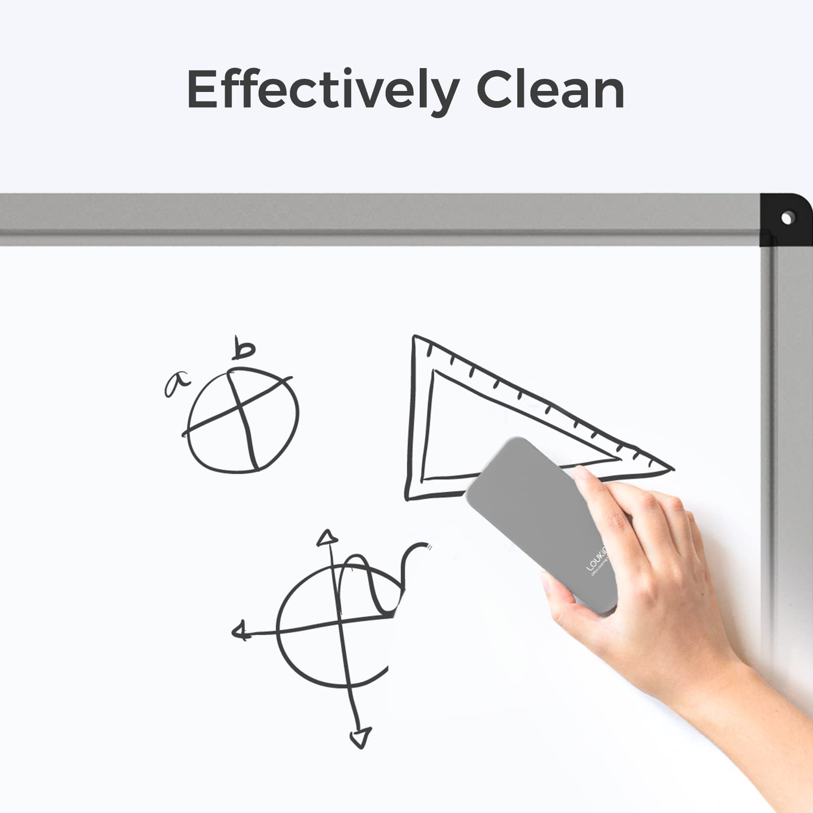 LOUKIN Magnetic Dry Erase Eraser, Whiteboard Eraser, Glass Board Eraser(Gray), Free 3.4 oz Whiteboard Cleaner Included, for Classroom, Home and Office Use