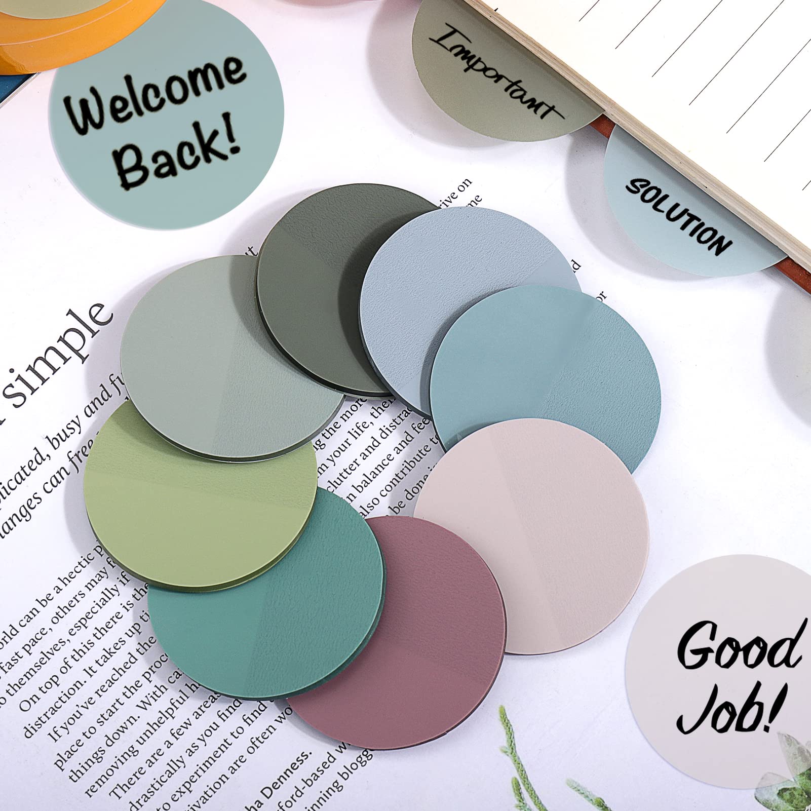 Juome Transparent Sticky Notes, 400Pcs Morandi Cute Round Clear Sticky Tabs, Translucent Book Markers Page Flags Stickers, Bible Journaling Accessories Aesthetic Office School Study Supplies