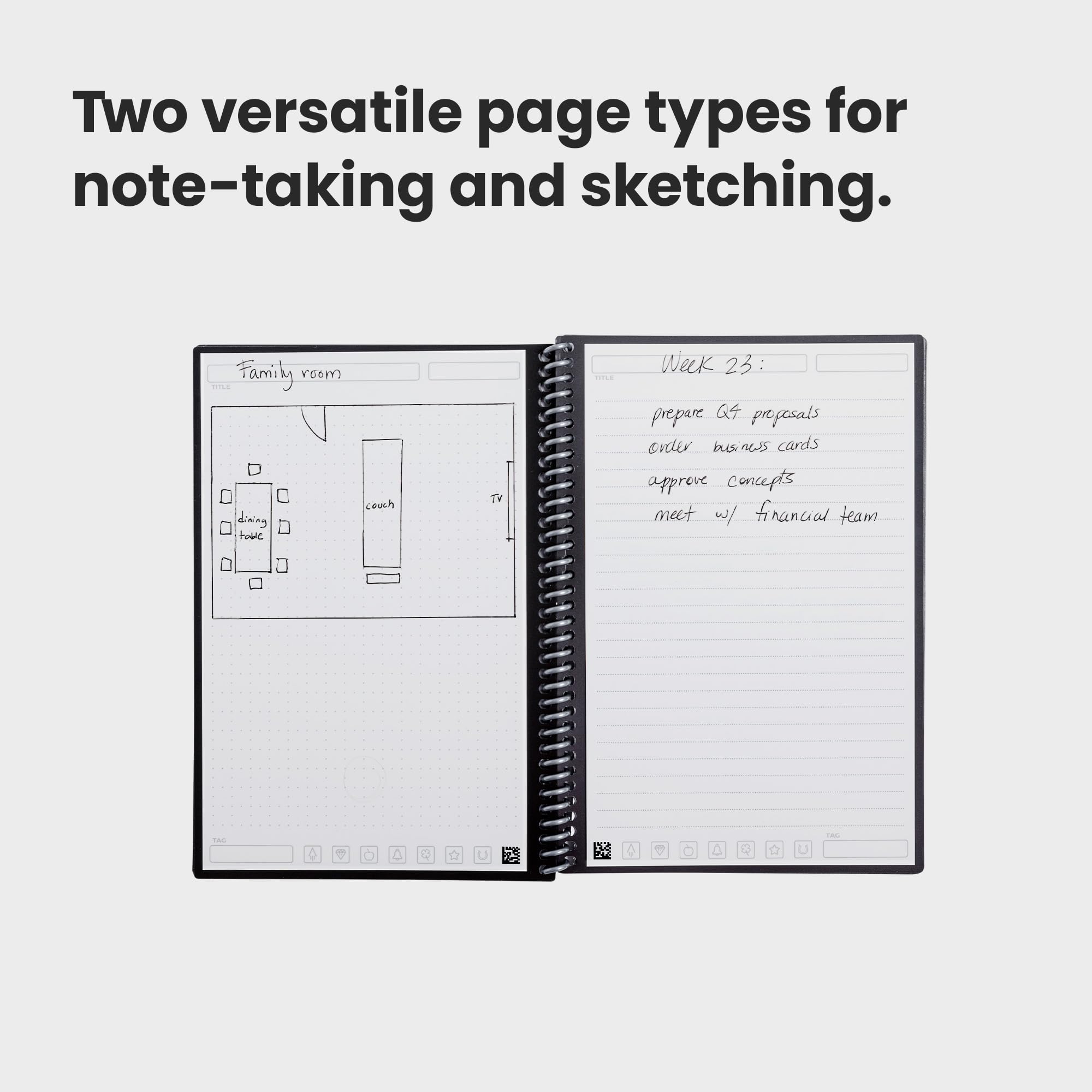Rocketbook Fusion Smart Reusable Notebook - Calendar, To-Do Lists, and Note Template Pages with 1 Pilot Frixion Pen and 1 Microfiber Cloth Included - Neptune Teal Cover, Executive Size (6" x 8.9")