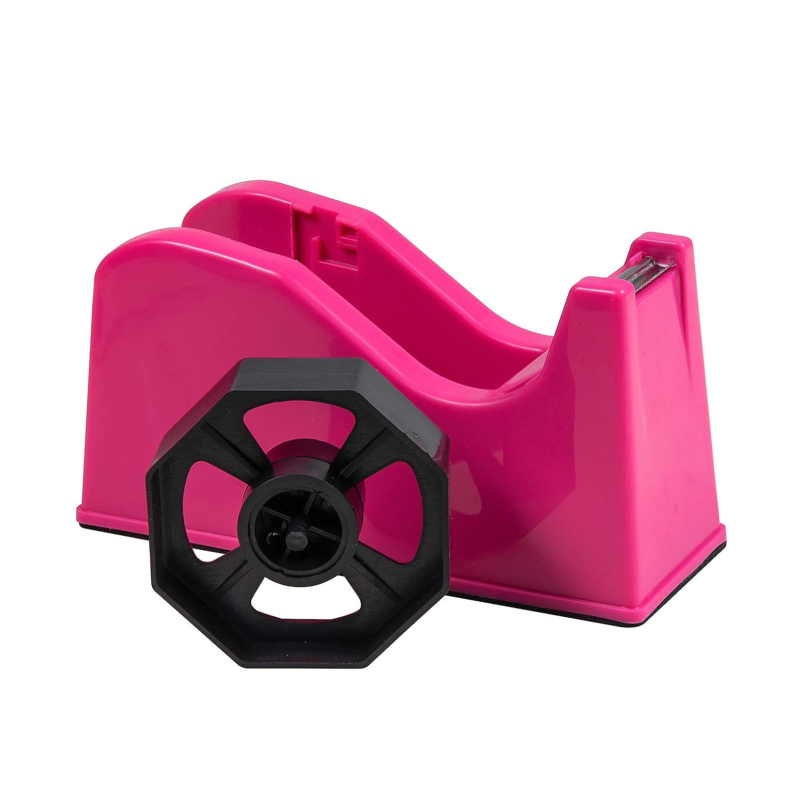 IHOMECOOKER Desktop Tape Dispenser Adhesive Roll Holder (Fits 1" & 3" Core) with Weighted Nonskid Rose red