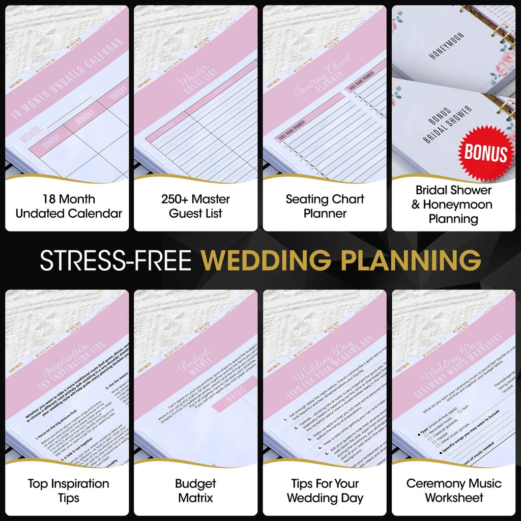 DELUXY The Ultimate Wedding Planner Book & Organizer For The Bride - Engagement Gifts, Wedding Gifts Binder Agenda, Knot Bridal Wedding Planning Book & Organizer Notebook With Checklists