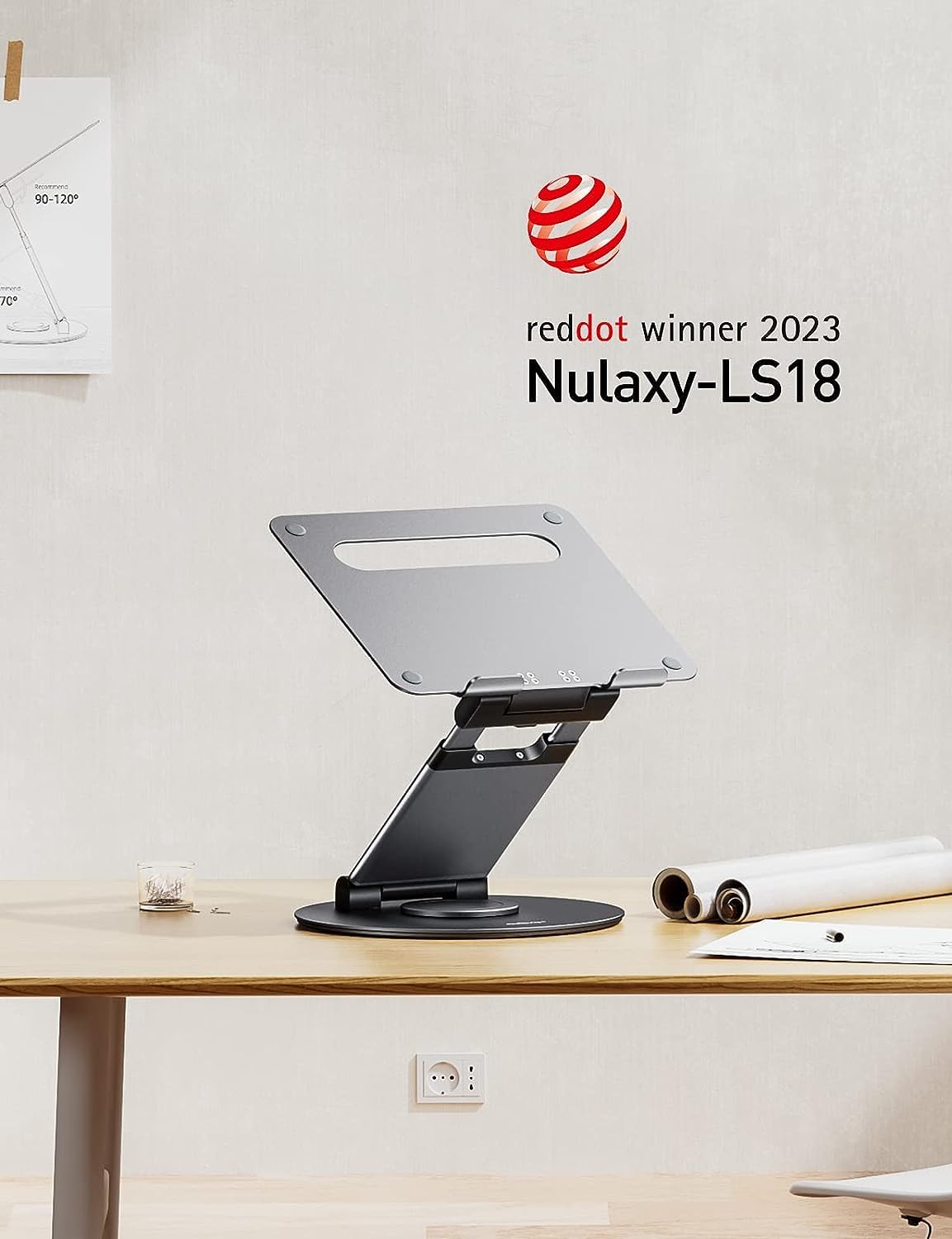 Nulaxy Telescopic 360 Rotating Laptop Stand for Desk Adjustable Height Swivel Pull Out Design Ergonomic Laptop Riser Fits All MacBook, Laptops - LS18