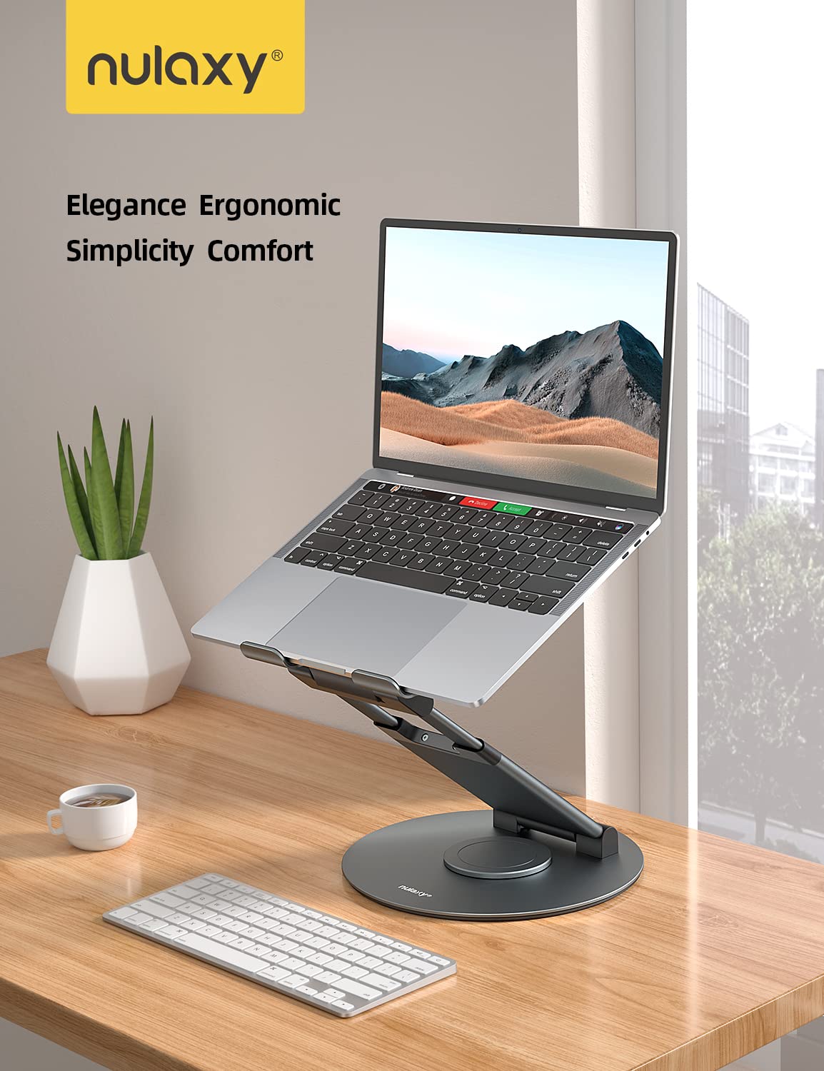 Nulaxy Telescopic 360 Rotating Laptop Stand for Desk Adjustable Height Swivel Pull Out Design Ergonomic Laptop Riser Fits All MacBook, Laptops - LS18