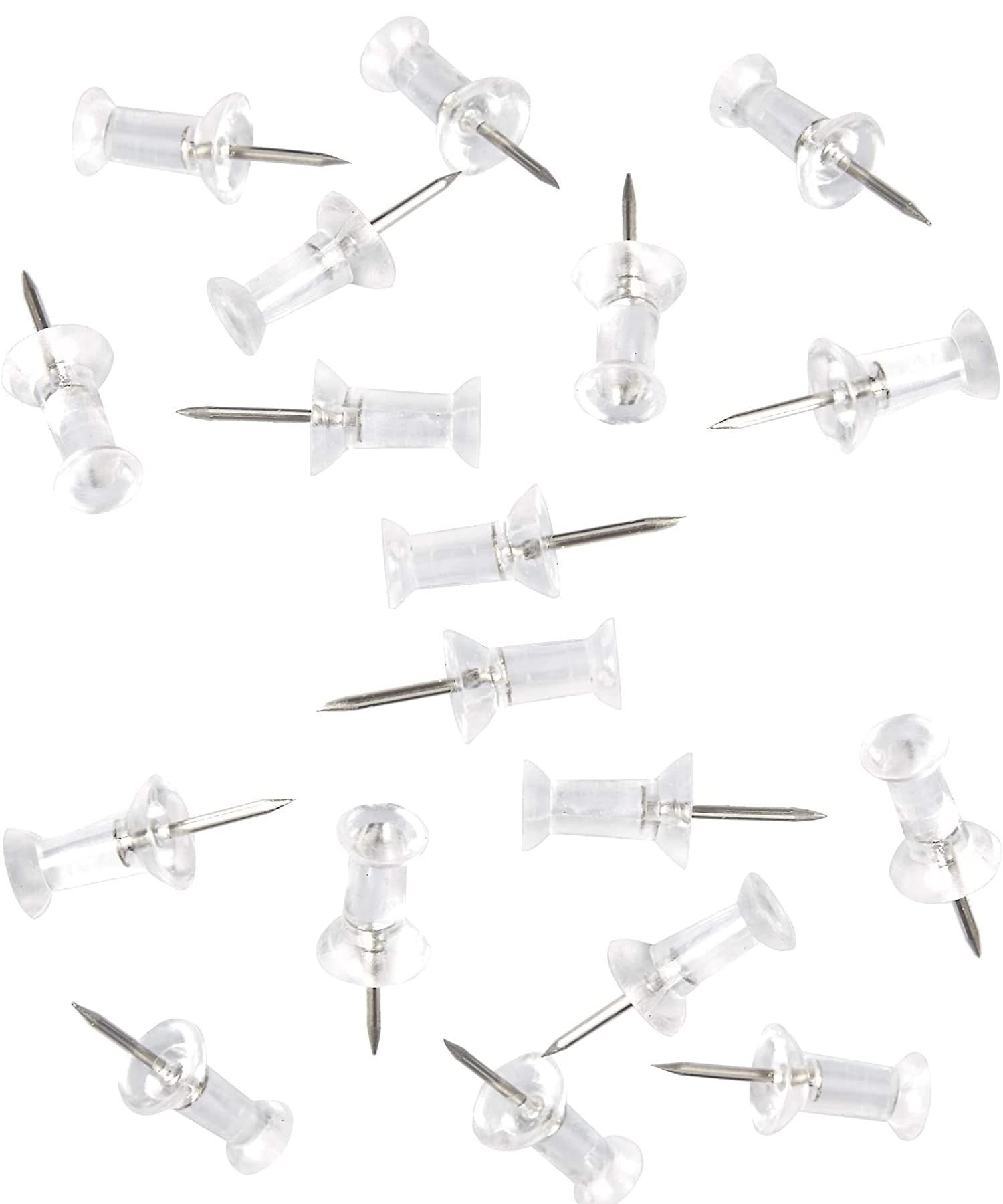 100-Pack Push Pins Tacks, Clear Plastic Head, Steel Point,Thumb Tacks for Wall Corkboard Map Calendar Photo -Home Office Craft Projects Heavy Duty Plastic Head Steel Pin (100-Pack)