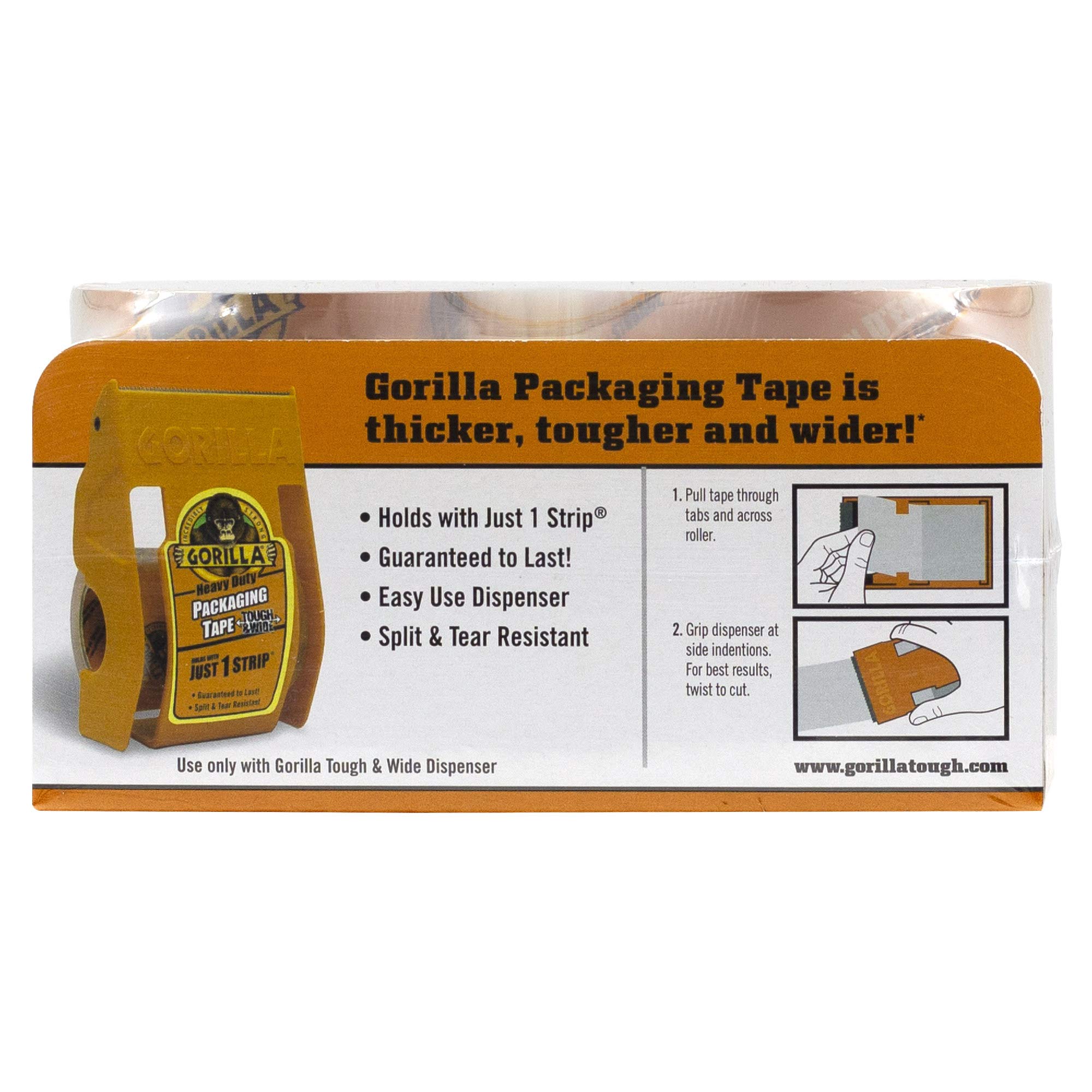 Gorilla Packing Tape Tough & Wide Refill for Moving, Shipping and Storage, 2.83" x 30 yd, 2 Rolls (Pack of 1)