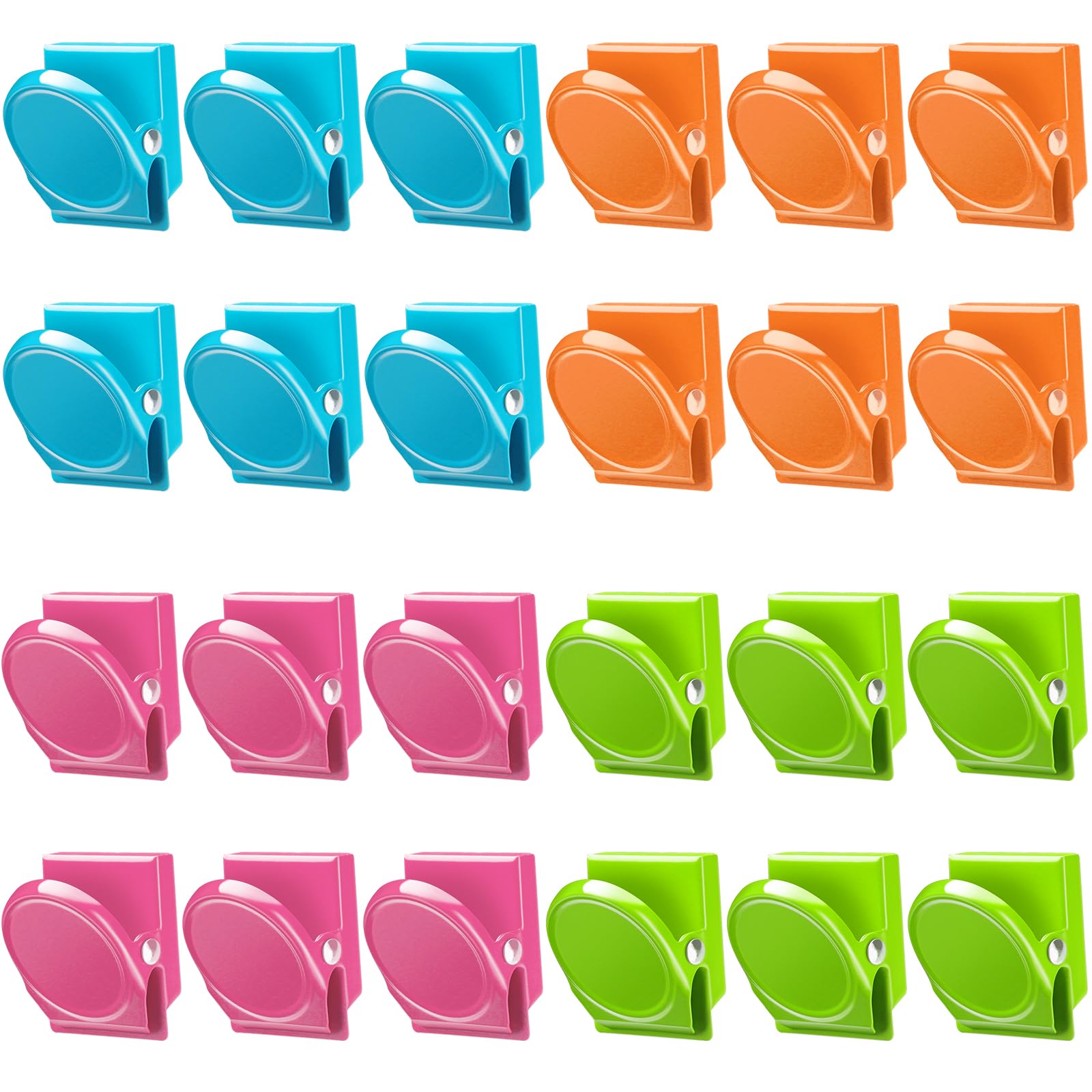 Magnetic Clips, 24 Pieces Magnetic Metal Clips, Fridge Magnet Refrigerator Whiteboard Wall Fridge Magnetic Memo Note Clips Magnets Metal Clip