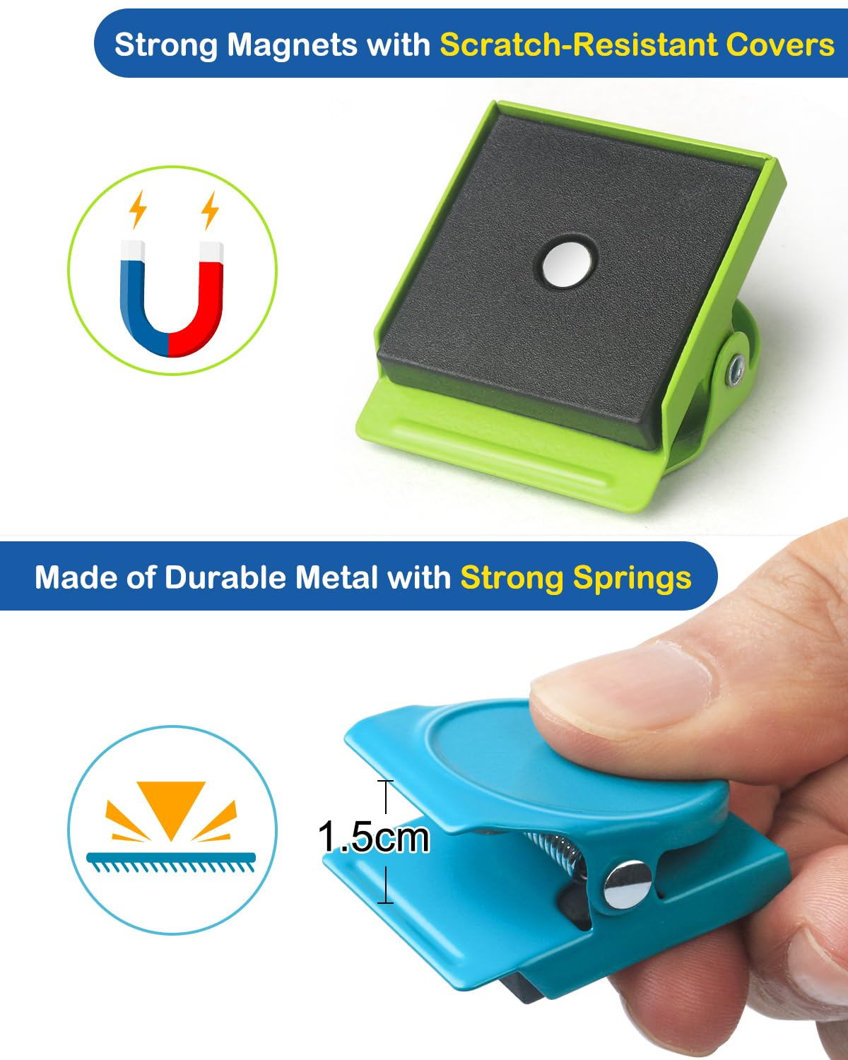 Magnetic Clips, 24 Pieces Magnetic Metal Clips, Fridge Magnet Refrigerator Whiteboard Wall Fridge Magnetic Memo Note Clips Magnets Metal Clip