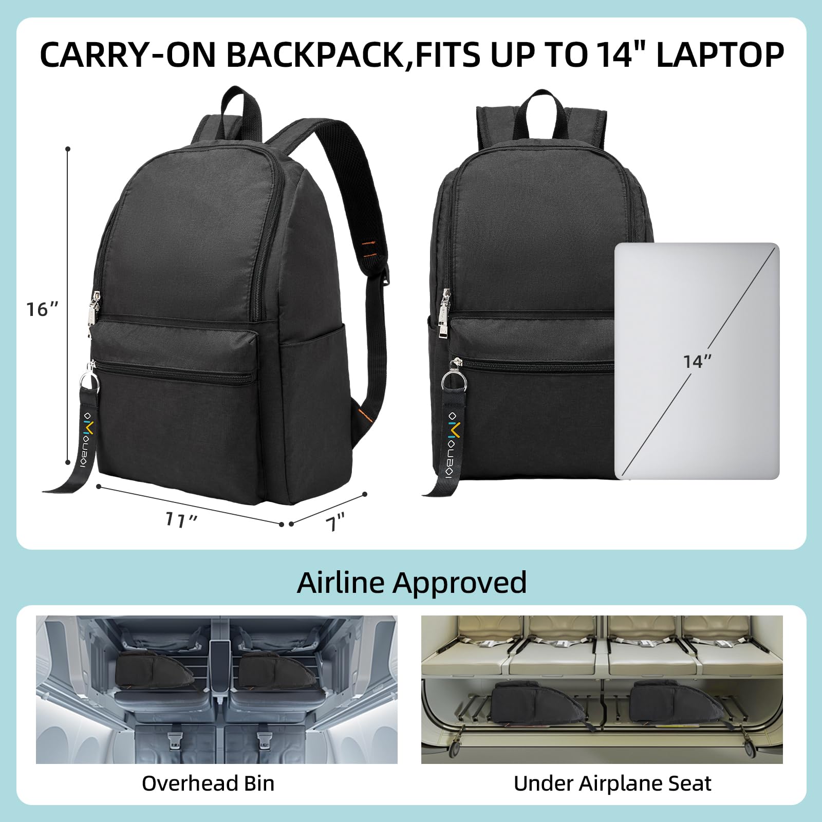 OMOUBOI Casual Daypacks Superbreak Backpack Laptop Backpack for Women & Men Fits Tourism School Business (Black)