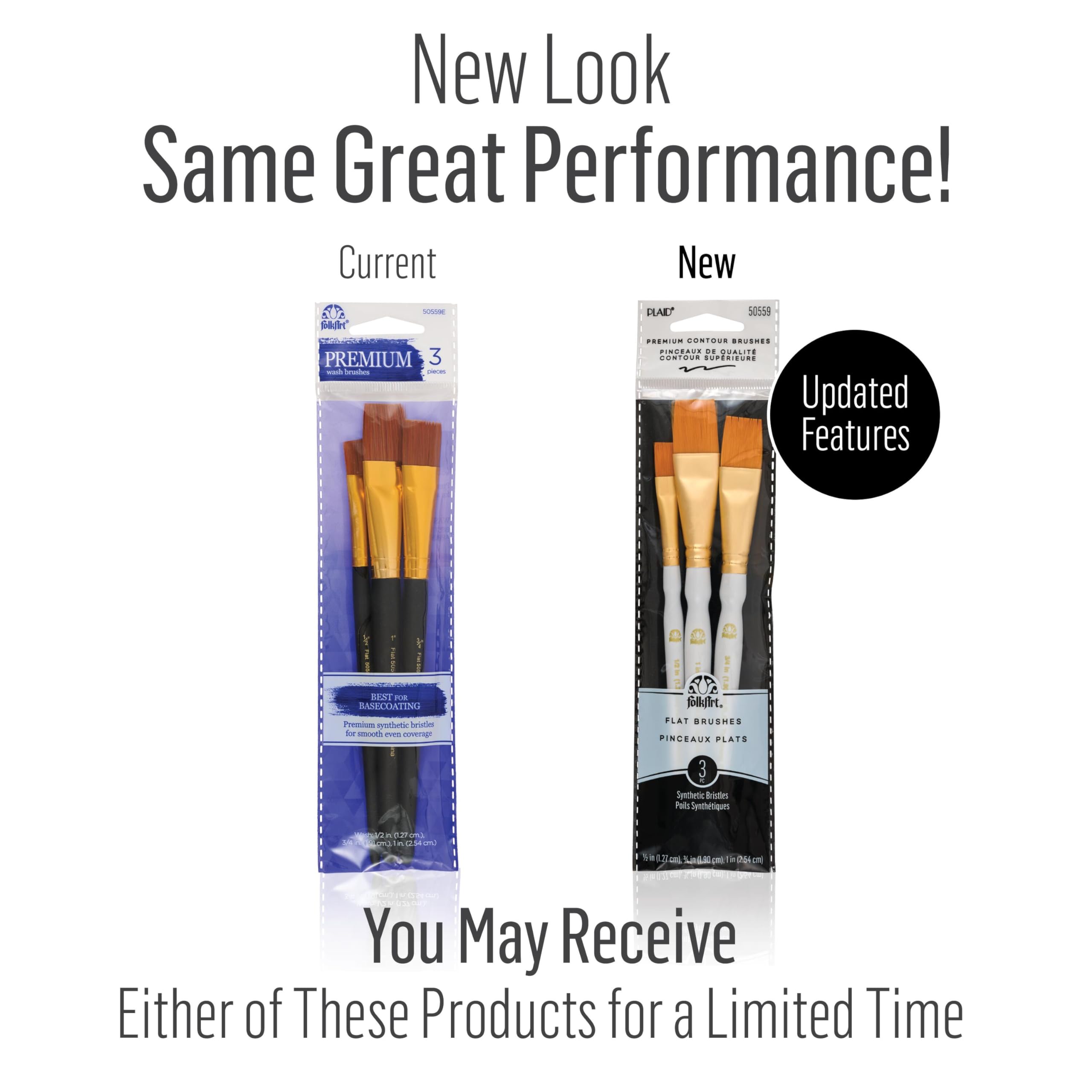 FolkArt Plaid Nylon Brush Set, 50559 Brown (3-Piece)