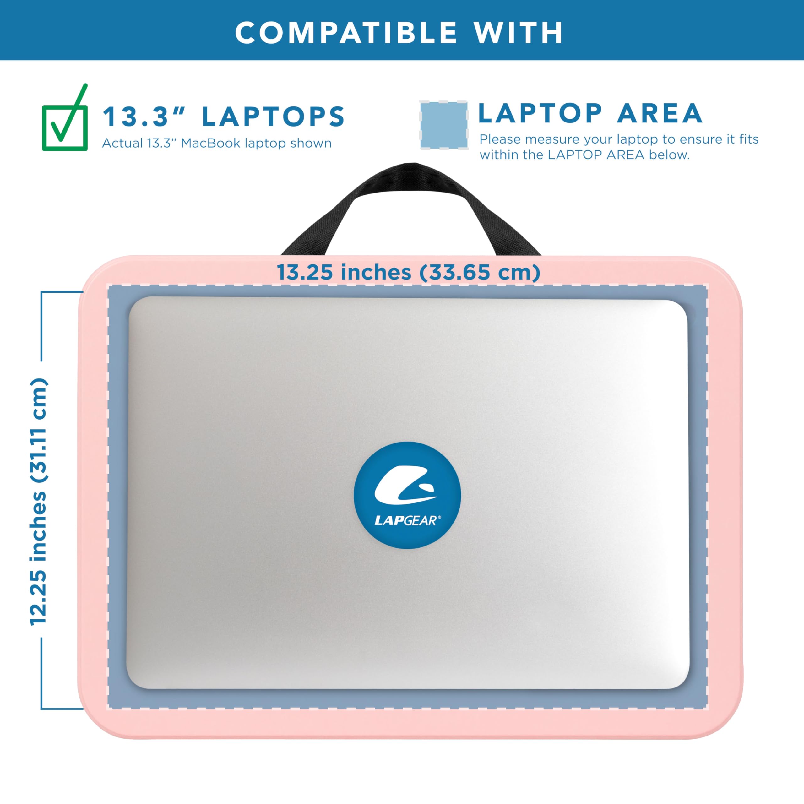 LapGear Compact Lap Desk - Rose Quartz - Fits Up to 13.3 Inch Laptops - Style No. 43104