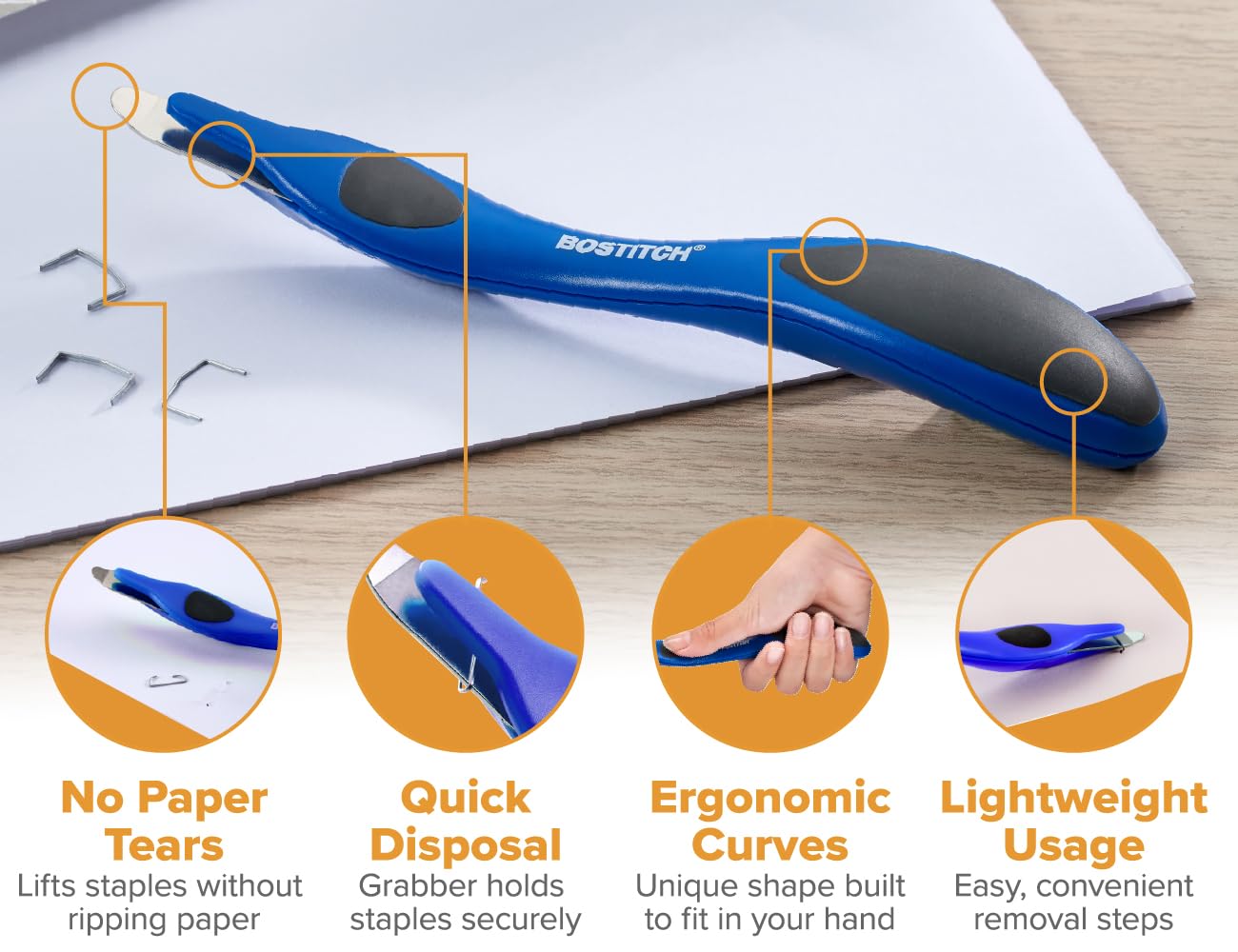 Bostitch Office Bostitch Professional Magnetic Easy Staple Remover Tool, 3 Pack, Black Blue and Red Colors Included, Staple Puller Stick for Office Home & School.