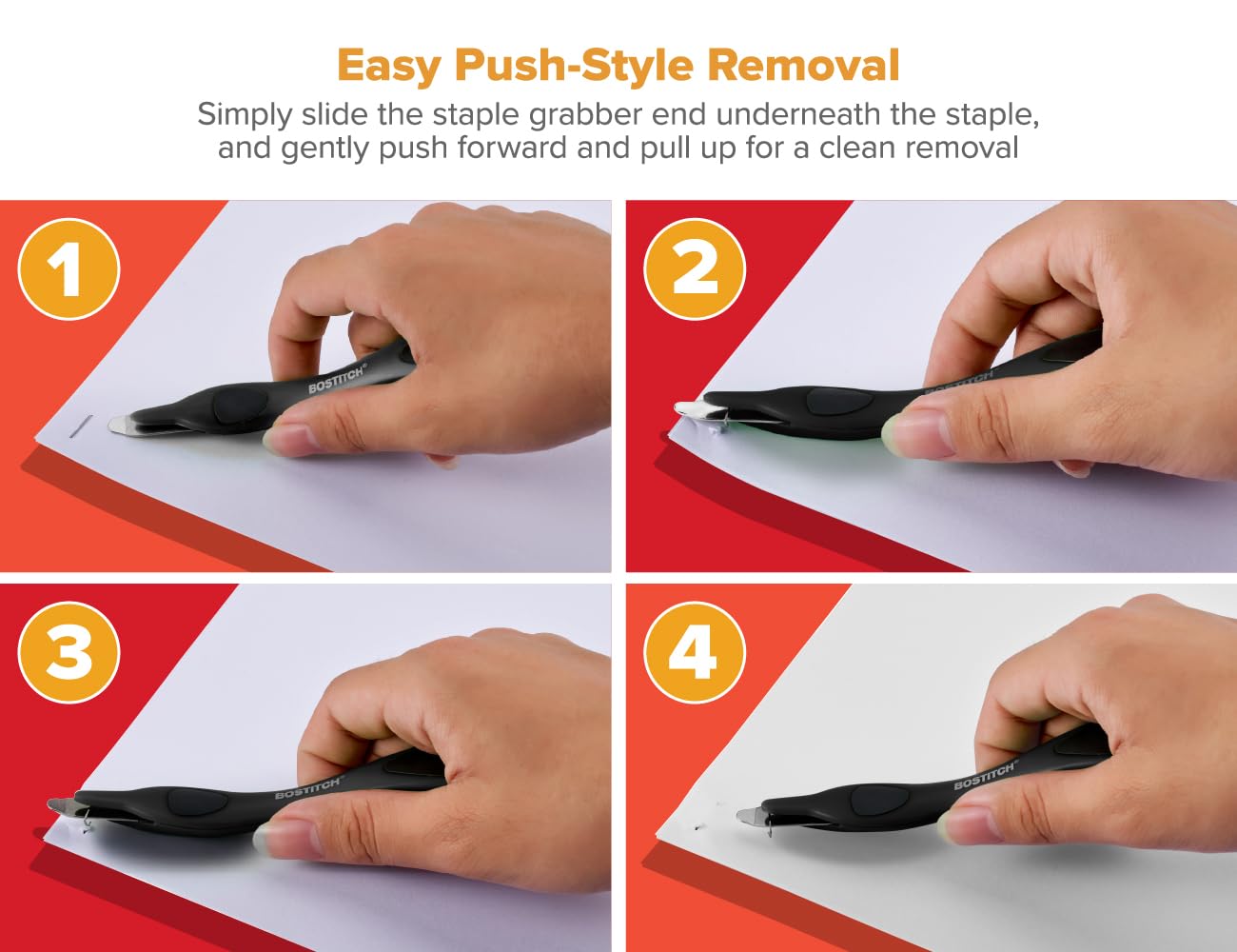 Bostitch Office Bostitch Professional Magnetic Easy Staple Remover Tool, 3 Pack, Black Blue and Red Colors Included, Staple Puller Stick for Office Home & School.