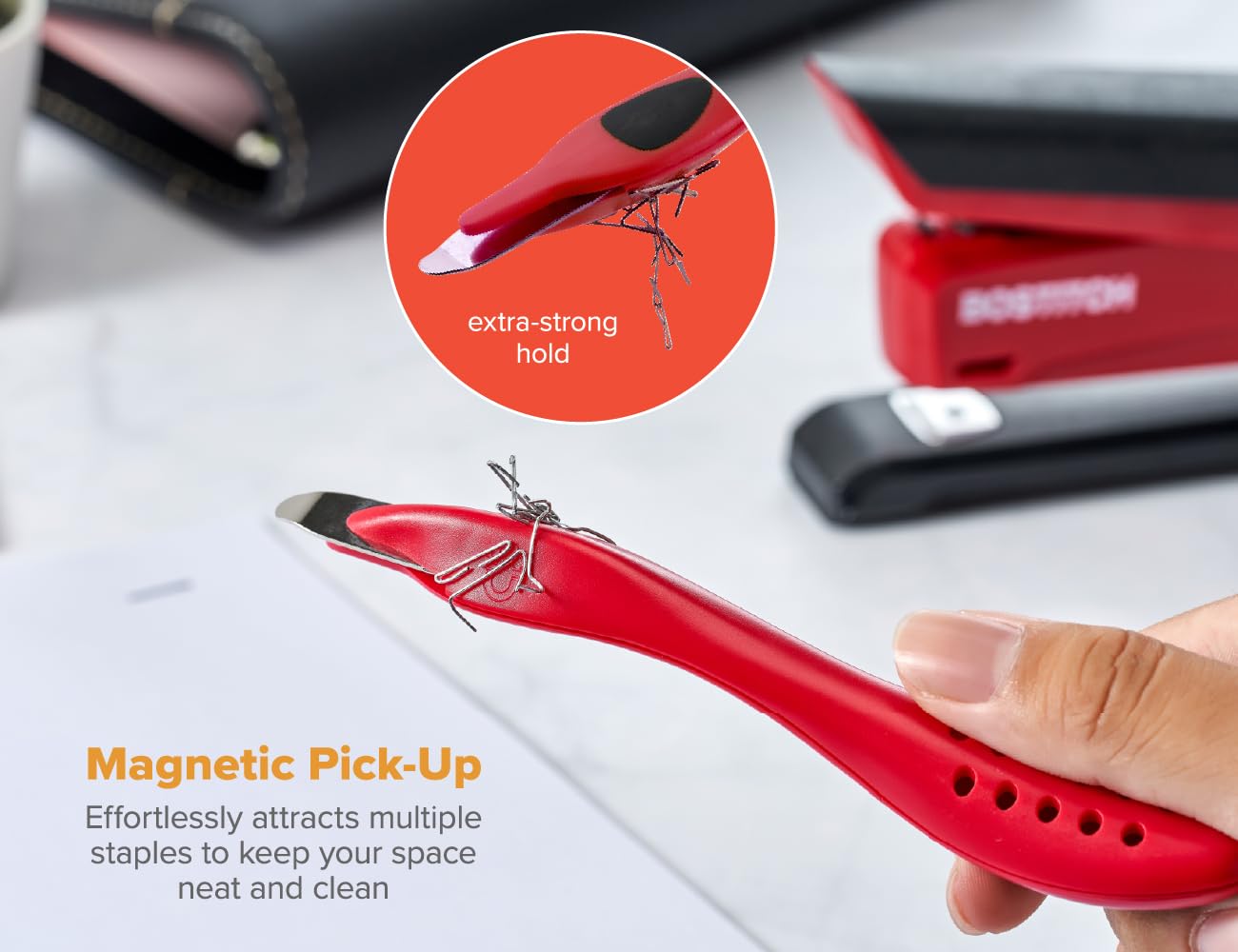 Bostitch Office Bostitch Professional Magnetic Easy Staple Remover Tool, 3 Pack, Black Blue and Red Colors Included, Staple Puller Stick for Office Home & School.
