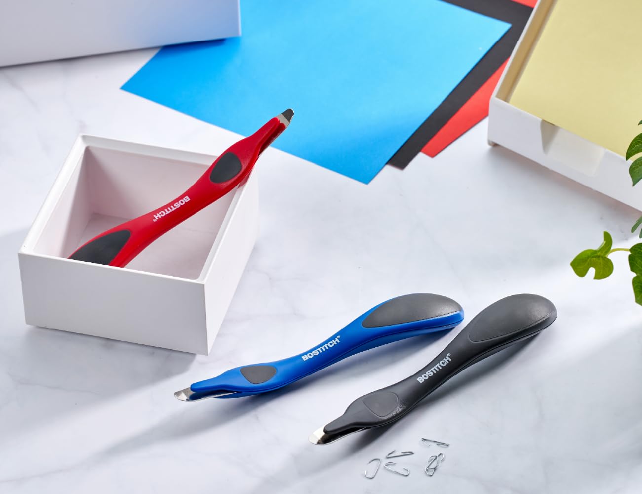 Bostitch Office Bostitch Professional Magnetic Easy Staple Remover Tool, 3 Pack, Black Blue and Red Colors Included, Staple Puller Stick for Office Home & School.