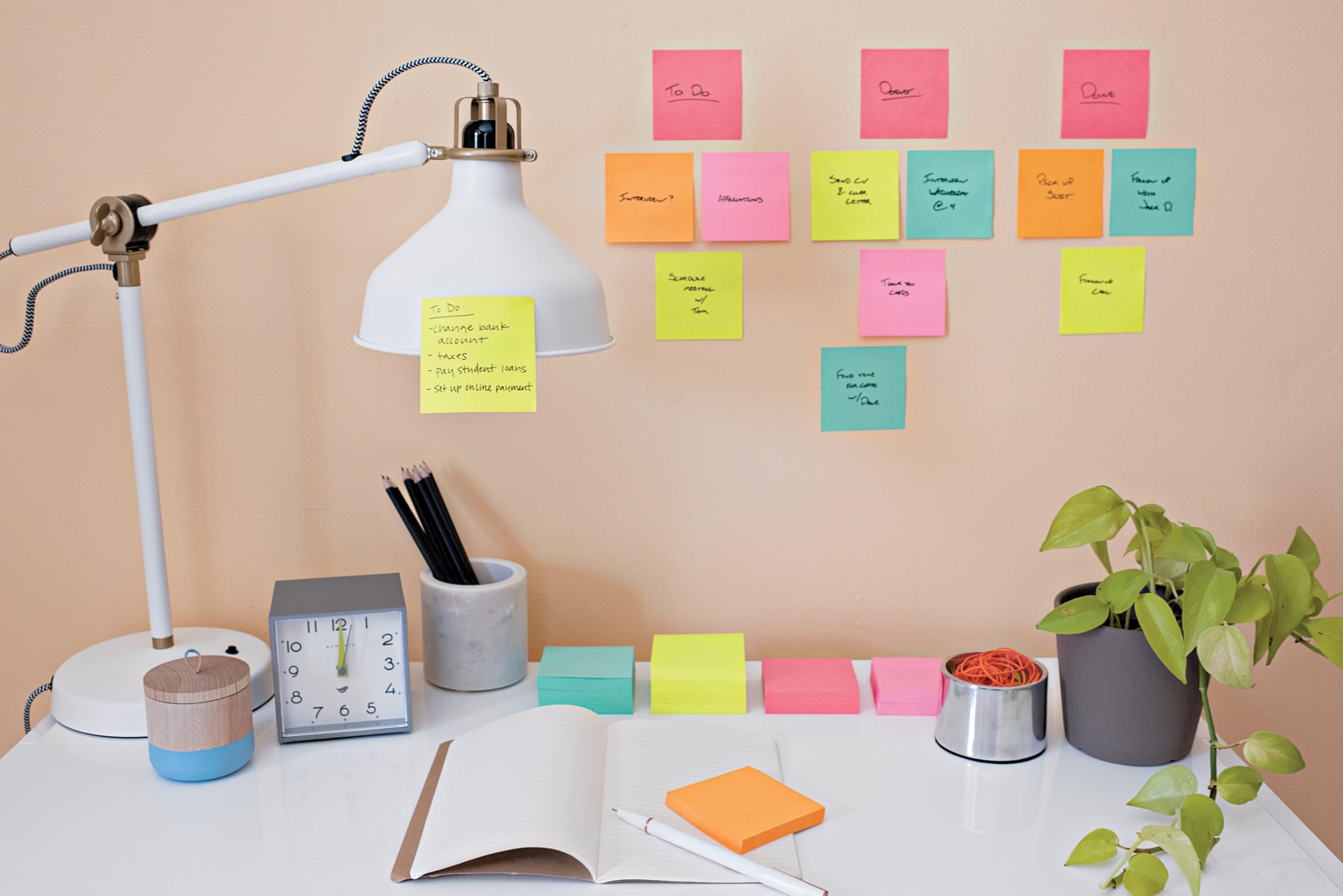 Post-it Super Sticky Notes, 4x6 in, 5 Pads/Pack, 90 Sheets/Pad, Amazon Exclusive Bright Color Collection, Aqua Splash, Acid Lime, Sunnyside, Guava and Iris Infusion