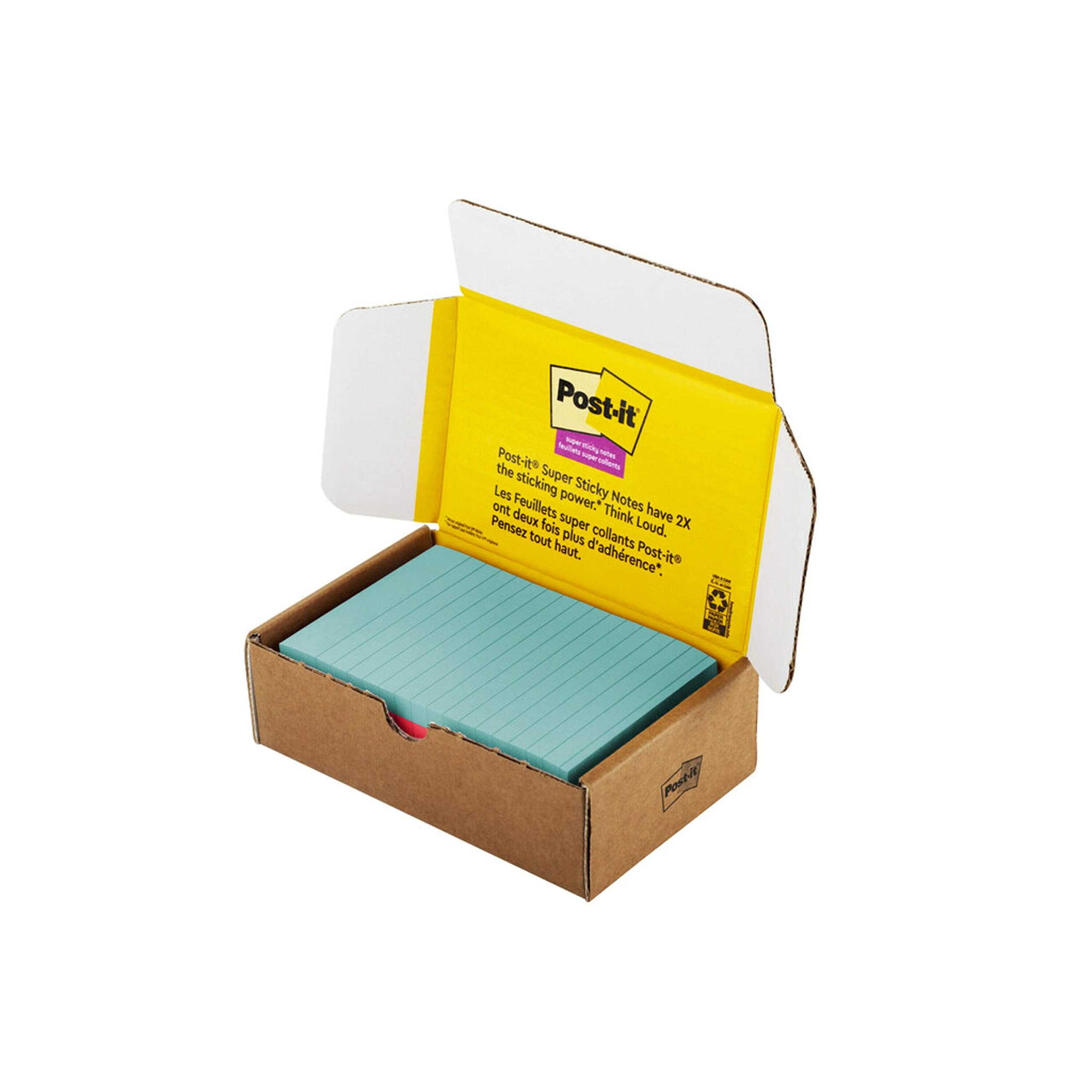 Post-it Super Sticky Notes, 4x6 in, 5 Pads/Pack, 90 Sheets/Pad, Amazon Exclusive Bright Color Collection, Aqua Splash, Acid Lime, Sunnyside, Guava and Iris Infusion