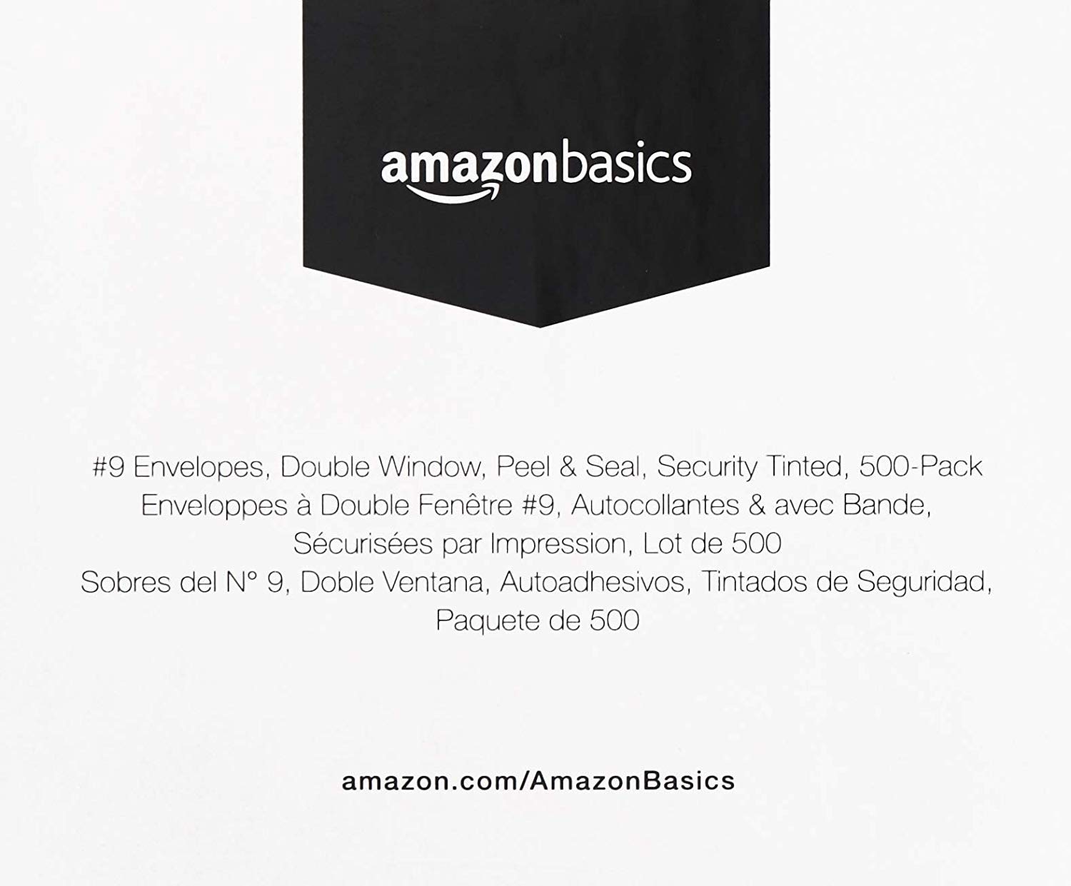 Amazon Basics #9 Envelopes with Peel & Seal, Double Window, Security Tinted, 500-Pack