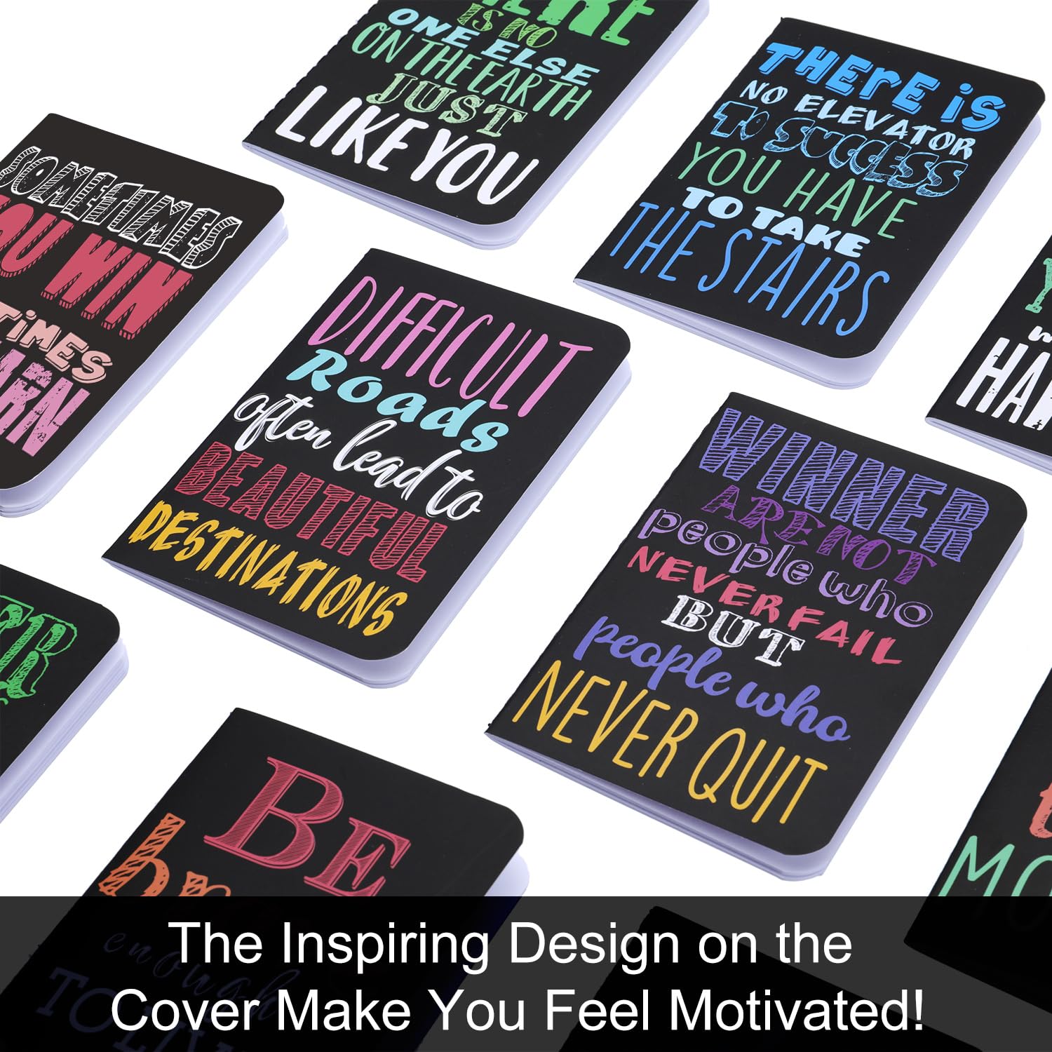 Inspirational gifts Notepads Mini Motivational Journal Notebook Bulk Small Pocket Notepads for School Office Home Travel Gift Supplies, 10 Styles(Bright Style,20 Pieces)