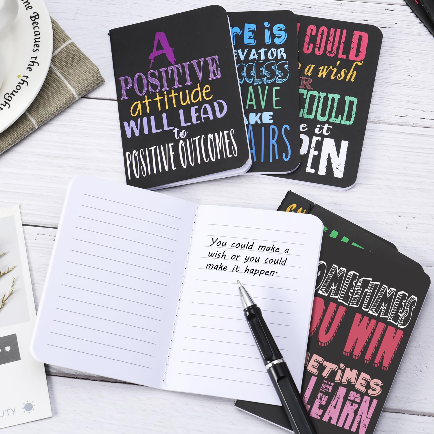 Inspirational gifts Notepads Mini Motivational Journal Notebook Bulk Small Pocket Notepads for School Office Home Travel Gift Supplies, 10 Styles(Bright Style,20 Pieces)