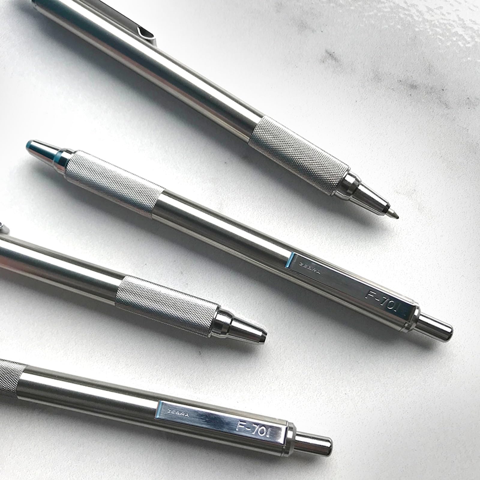 Zebra Pen F-701 Retractable Ballpoint Pen, Stainless Steel Barrel, Fine Point, 0.8mm, Black Ink, 1-Pack