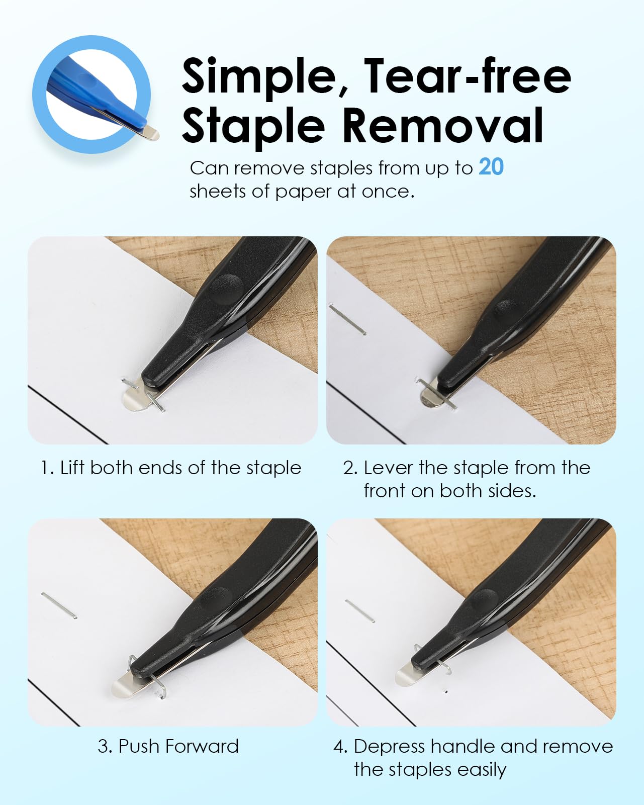 KTRIO Staple Remover Professional Magnetic Easy Staple Removers Stapler Remover Staple Remover Tool Staple Puller Remover Staple Pullers for Office, School and Home, 3 Pack Black
