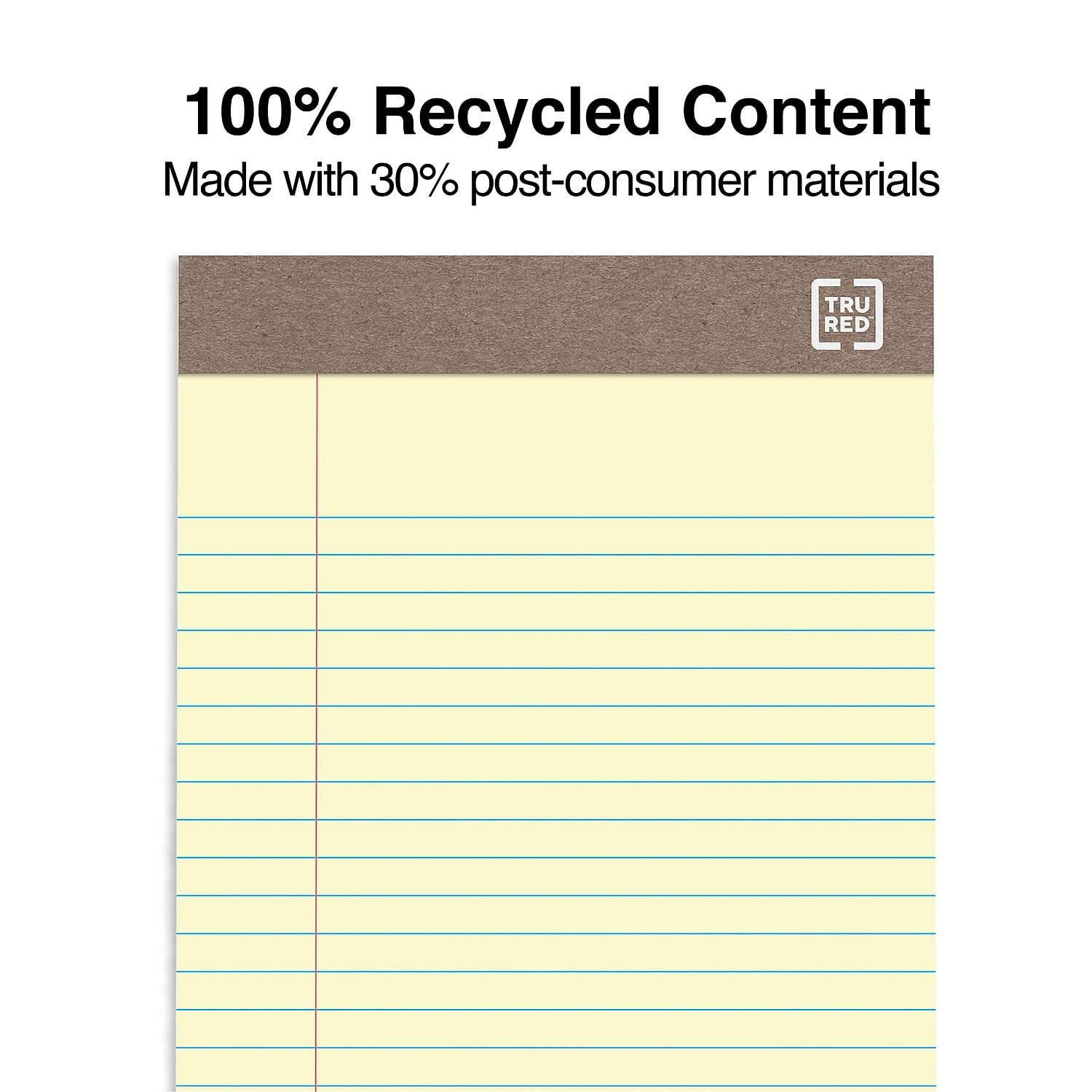 STAPLES 815590 100% Recycled Narrow Ruled Perforated Notepads Canary 5-Inch X 8-Inch 12/Pk