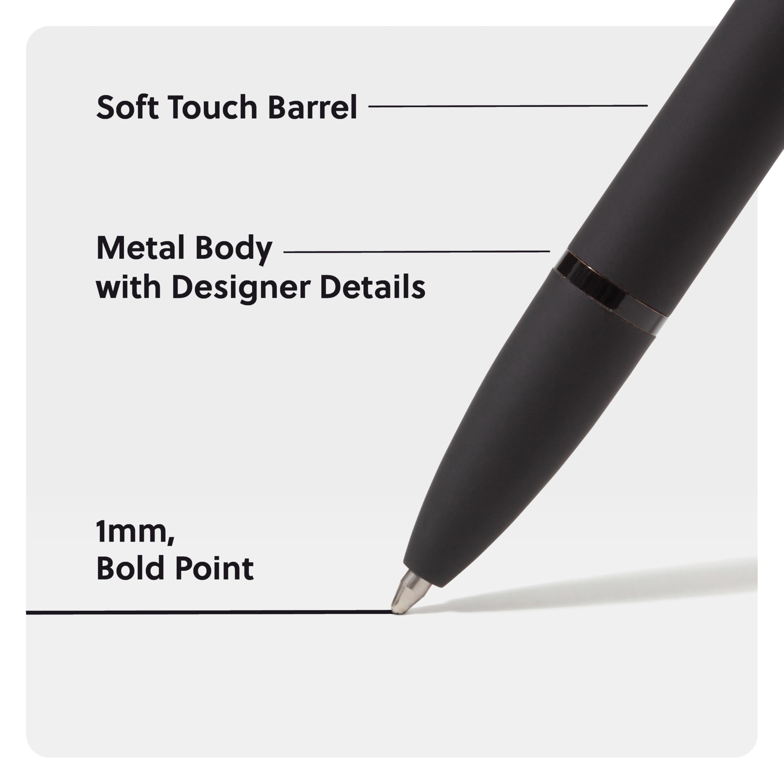 U Brands Soft Touch Midnight Monterey Ballpoint Pens, 1 mm, 4 Count (5136E06-24)