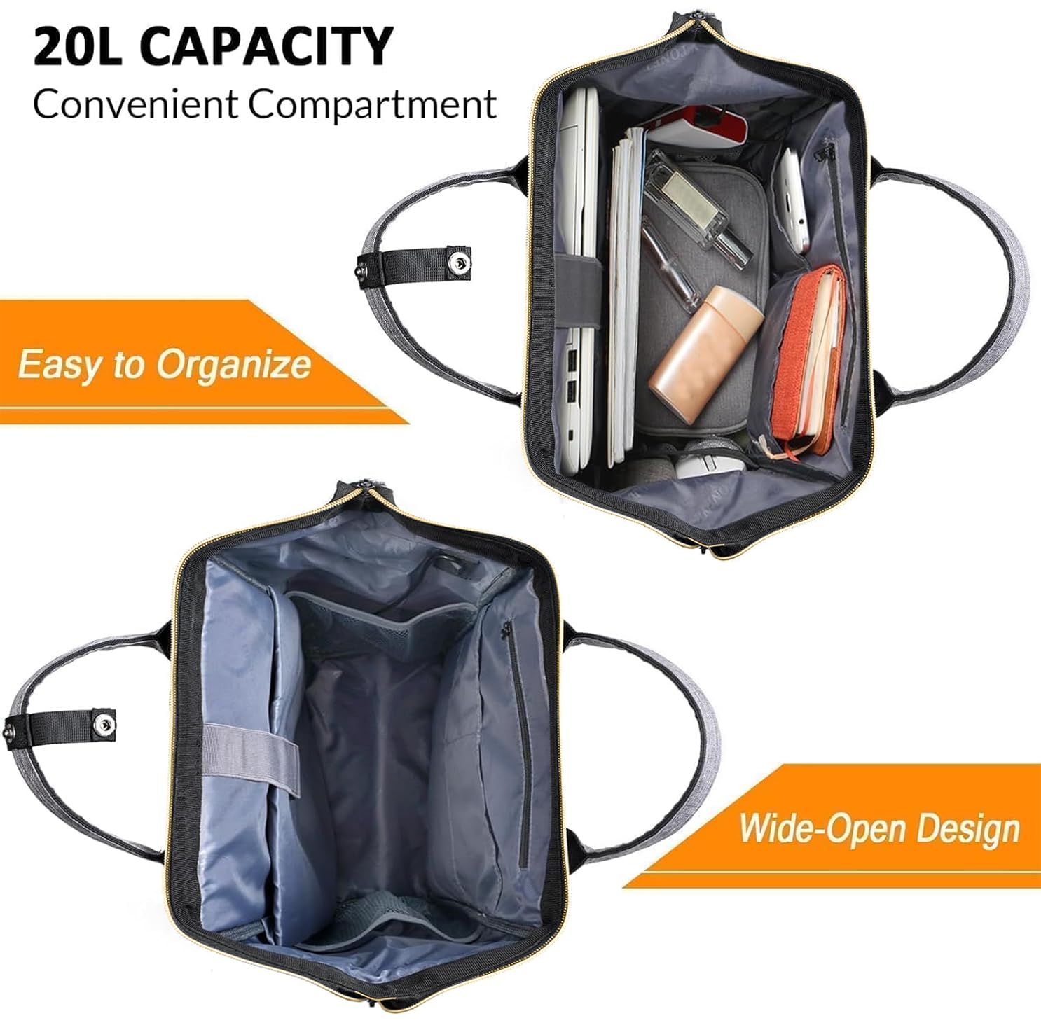 Laptop Backpack for Women, Travel Backpack for School with USB Charging Port Fit 15.6 Inch Laptop, College Backpack Purse Water Resistant School Bookbag Carry on Bag for Office/Teacher/Work, Grey