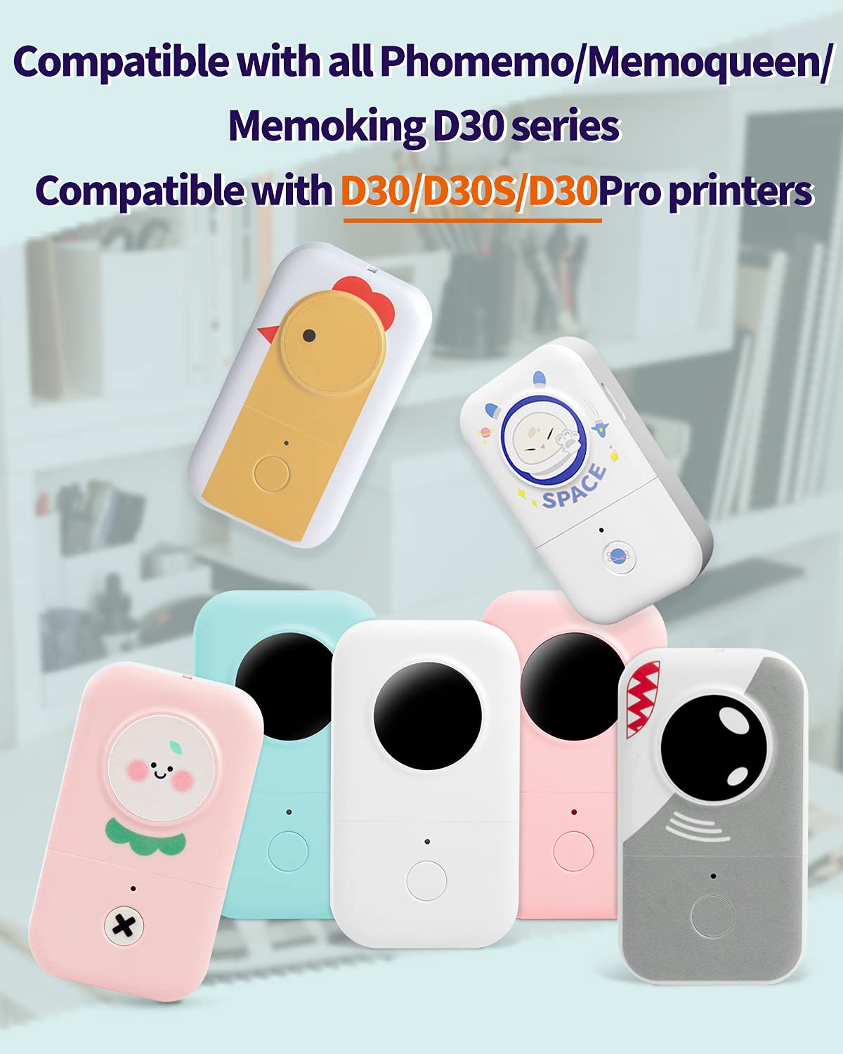 Phomemo D30 Thermal self-Adhesive Label, 3/8" X 1 1/2" (12mm X 40mm) 160 Labels/Roll, Compatible with Phomemo D30 Label Printer, Suitable for Home, Office, School, Black on White, 3 Roll