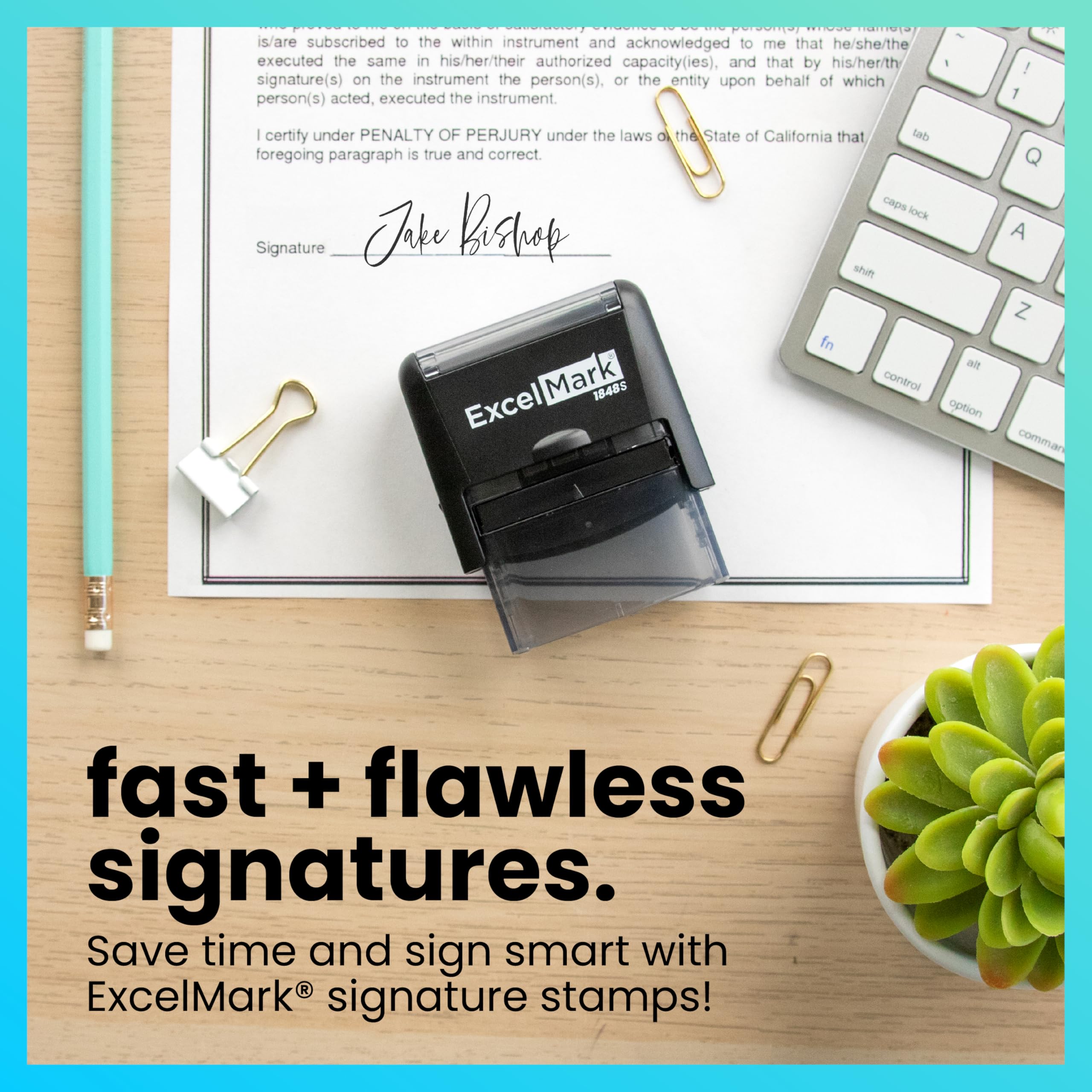 Custom Signature Stamp - Self Inking - Black Ink - Small