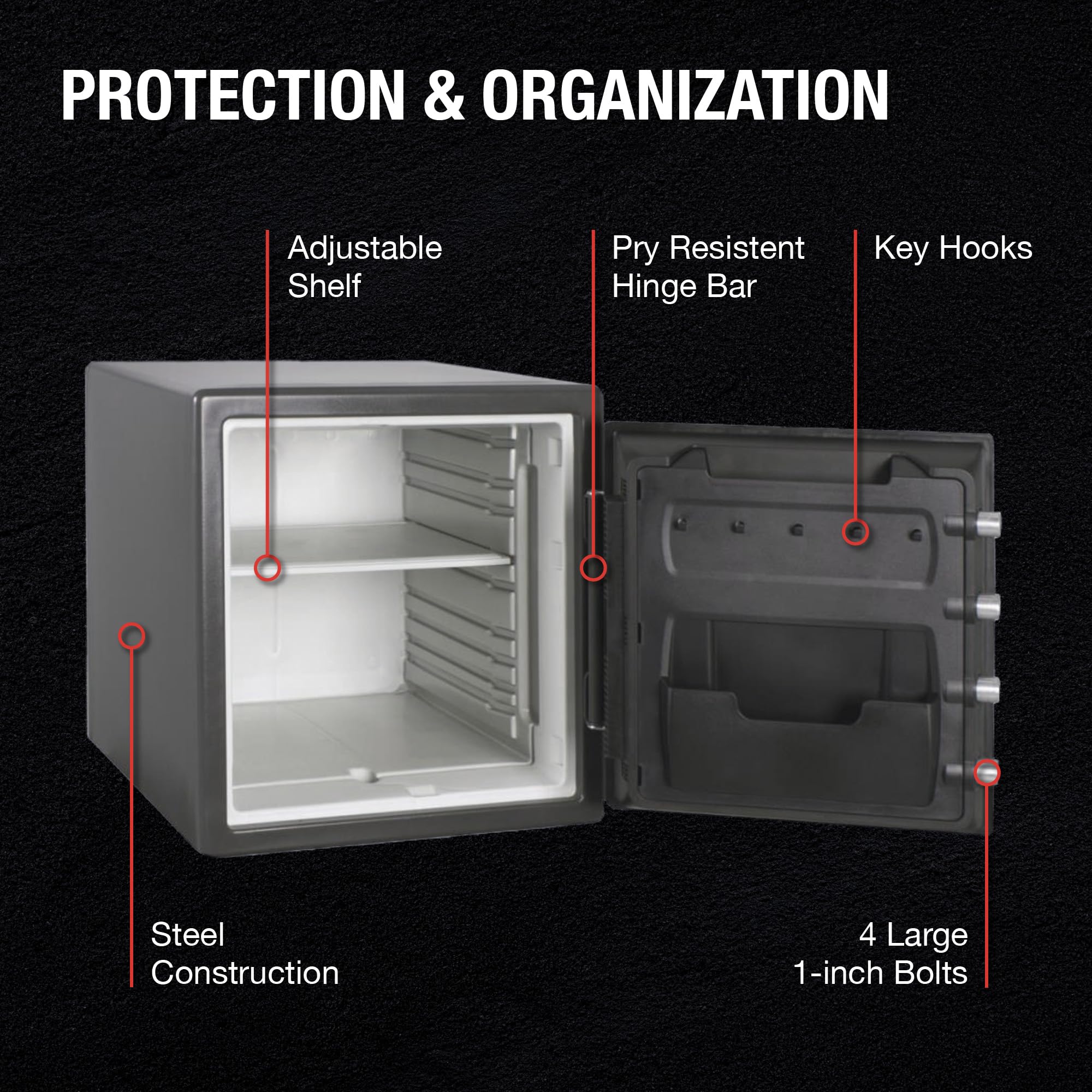 SentrySafe Fireproof and Waterproof Steel Home Safe with Dial Combination Lock, Secure Documents, Jewelry and Valuables with Bolt Down Kit, 1.23 Cubic Feet, 17.8 x 16.3 x 19.3 Inches, SFW123DSB