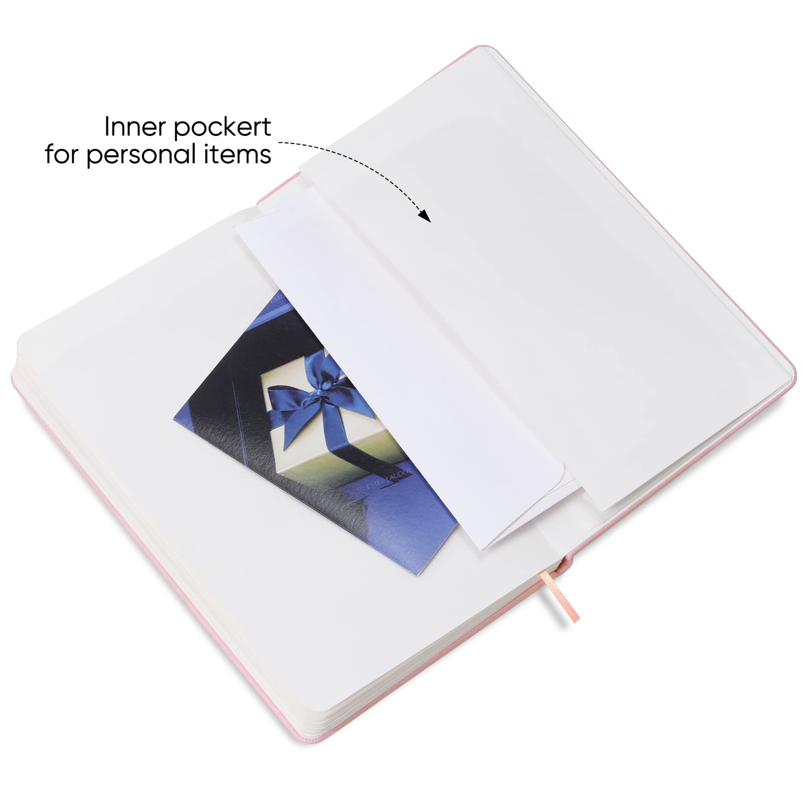 Wiisdatek Notebook Journal, Lined Hard Cover,100Gsm Premium Thick Paper with Inner Pocket for Writing Note Taking Office School,5"×8.25"(Pink)