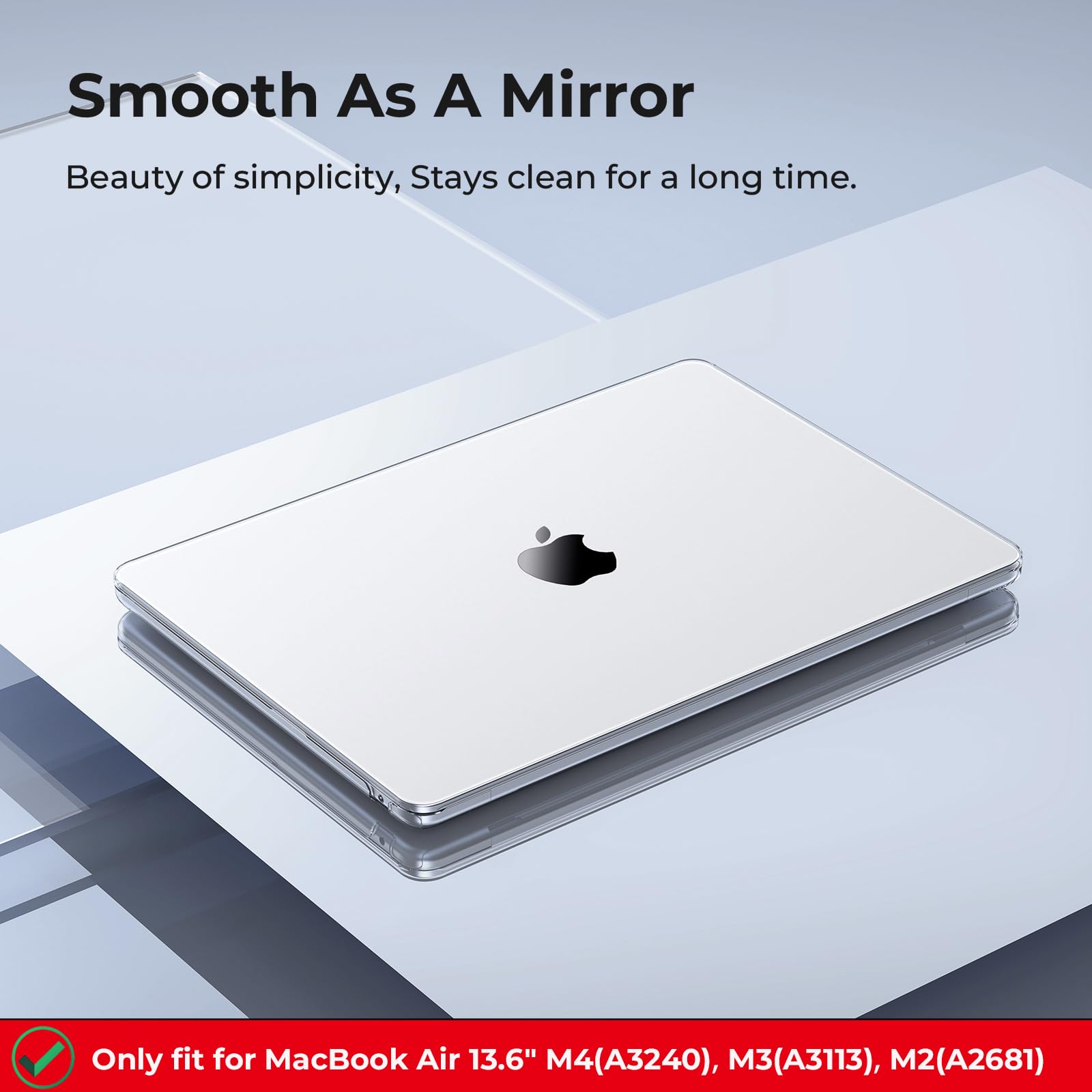 EooCoo Compatible with New MacBook Air 13.6 inch Case 2022 A2681 M2 Chip with Retina Display,Plastic Hard Shell Case + TPU Keyboard Skin Cover + Screen Protector - Crystal Clear