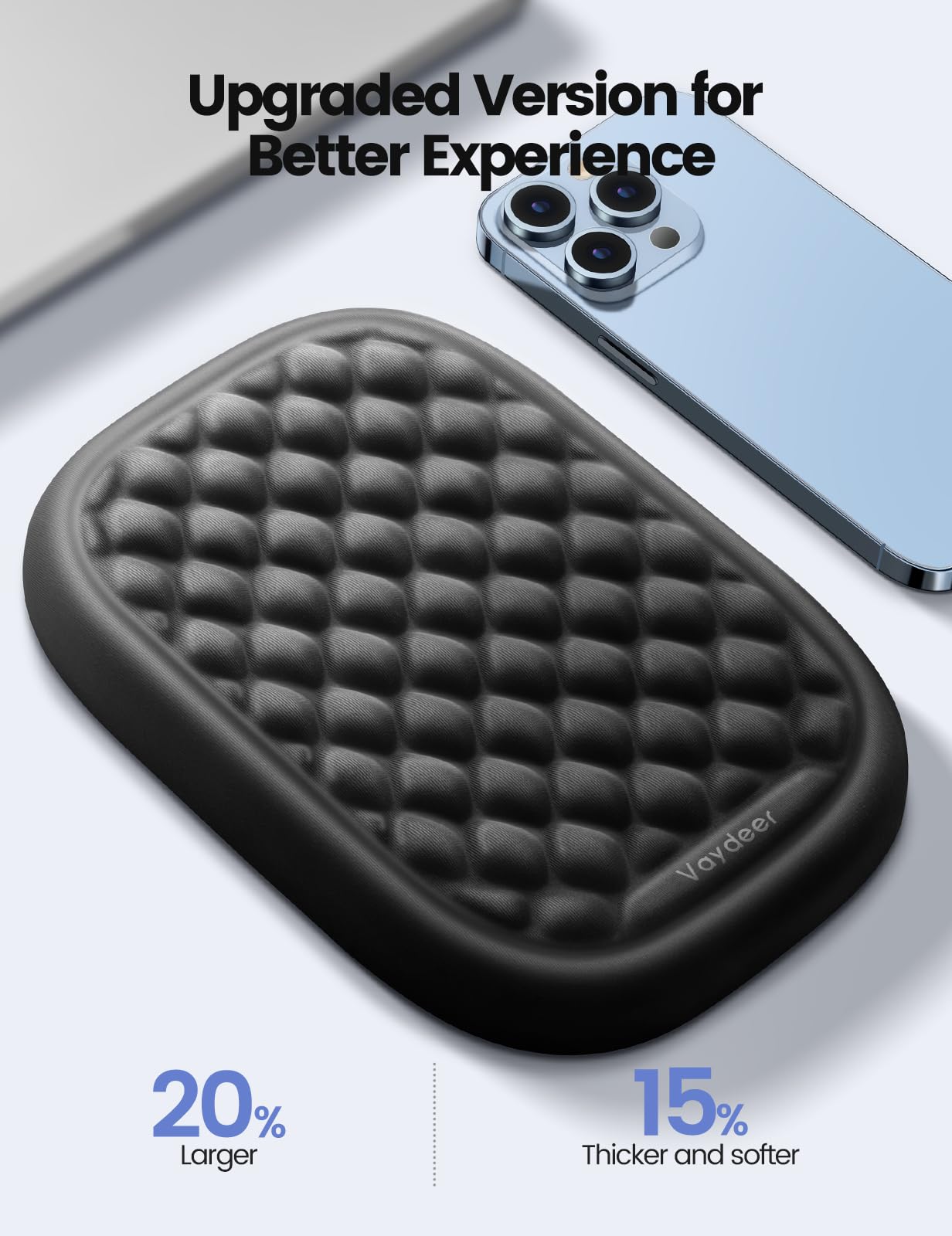 VAYDEER Ergonomic Wrist Rest Pad Armrest Pad Elbow Rest Pad, Prevent Hands Becoming 'Mouse Hand' Relieve Elbow Pain Computer Armrest Arm Wrist Rest Support Mouse Pad for Desk(6.3X4.3X0.76inches Black)