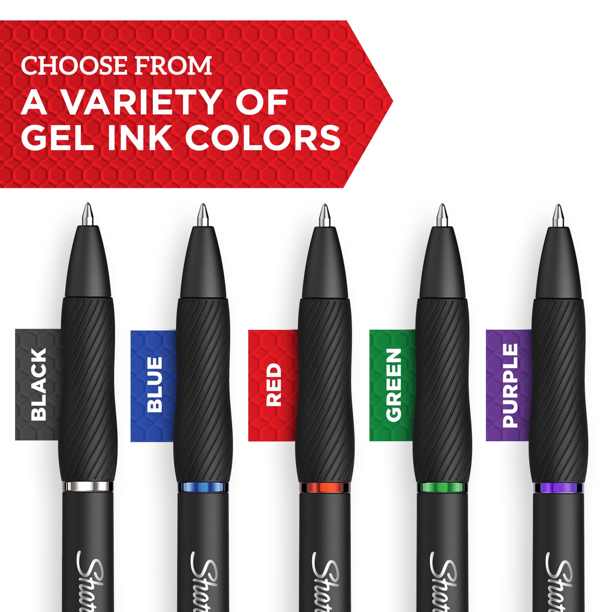 Sharpie S-Gel Retractable Gel Pen, 0.5mm Fine Point, Assorted Ink, 4/Pack