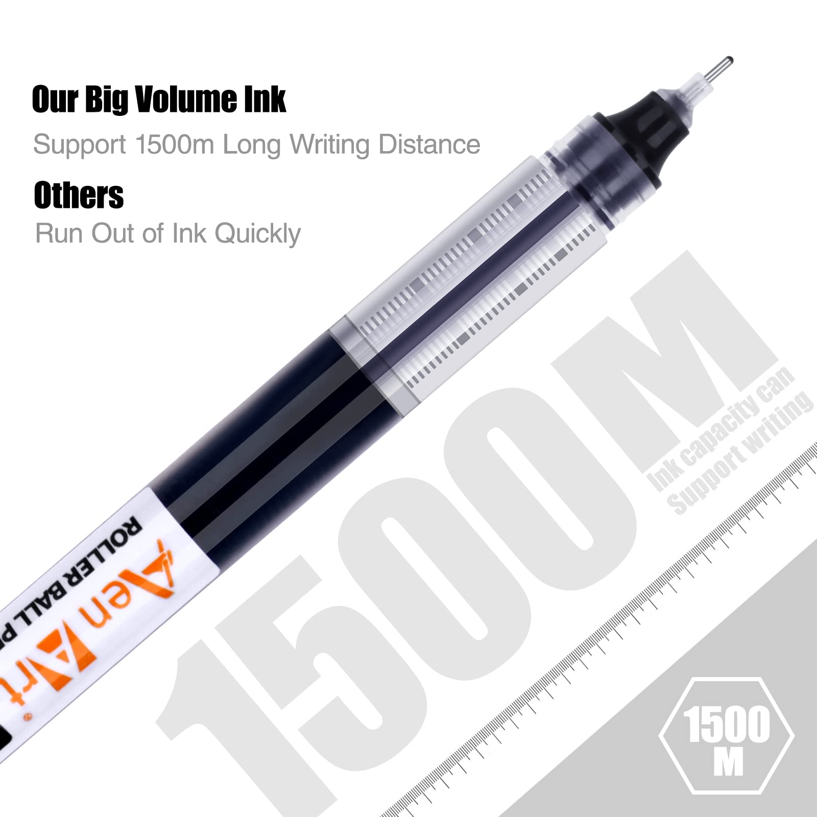Rollerball Pens, 30 Pack Fine Point Rollering Ball Pen, 0.5mm Fine Tip Liquid Ink Pens, Quick-Drying Pen for Writing, Notetaking and Drawing