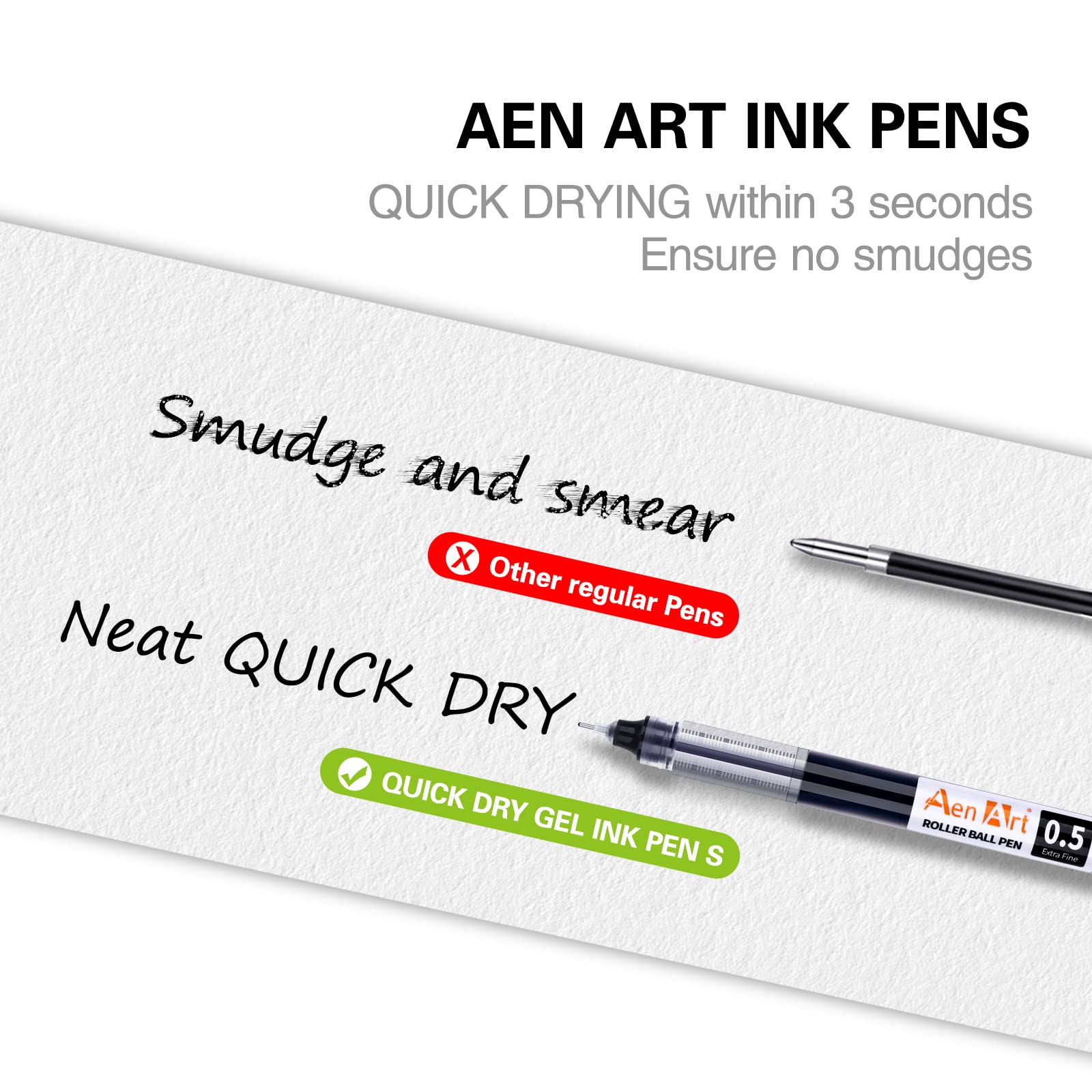 Rollerball Pens, 30 Pack Fine Point Rollering Ball Pen, 0.5mm Fine Tip Liquid Ink Pens, Quick-Drying Pen for Writing, Notetaking and Drawing