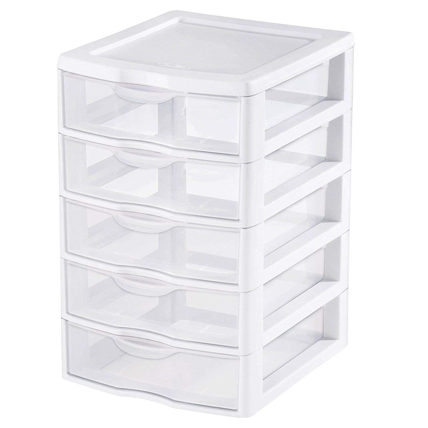 Sterilite 1 New 20758004 Clearview Small 5 Drawer Desktop Storage Unit White